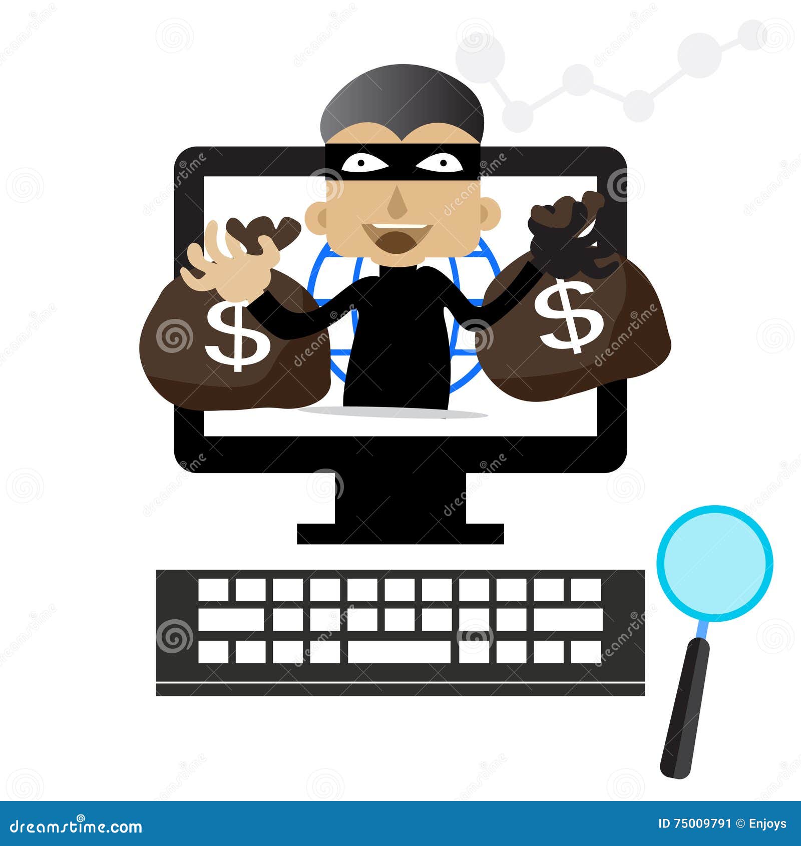 The Fraudulent Computer , Internet Thief Graphics Stock Illustration ...
