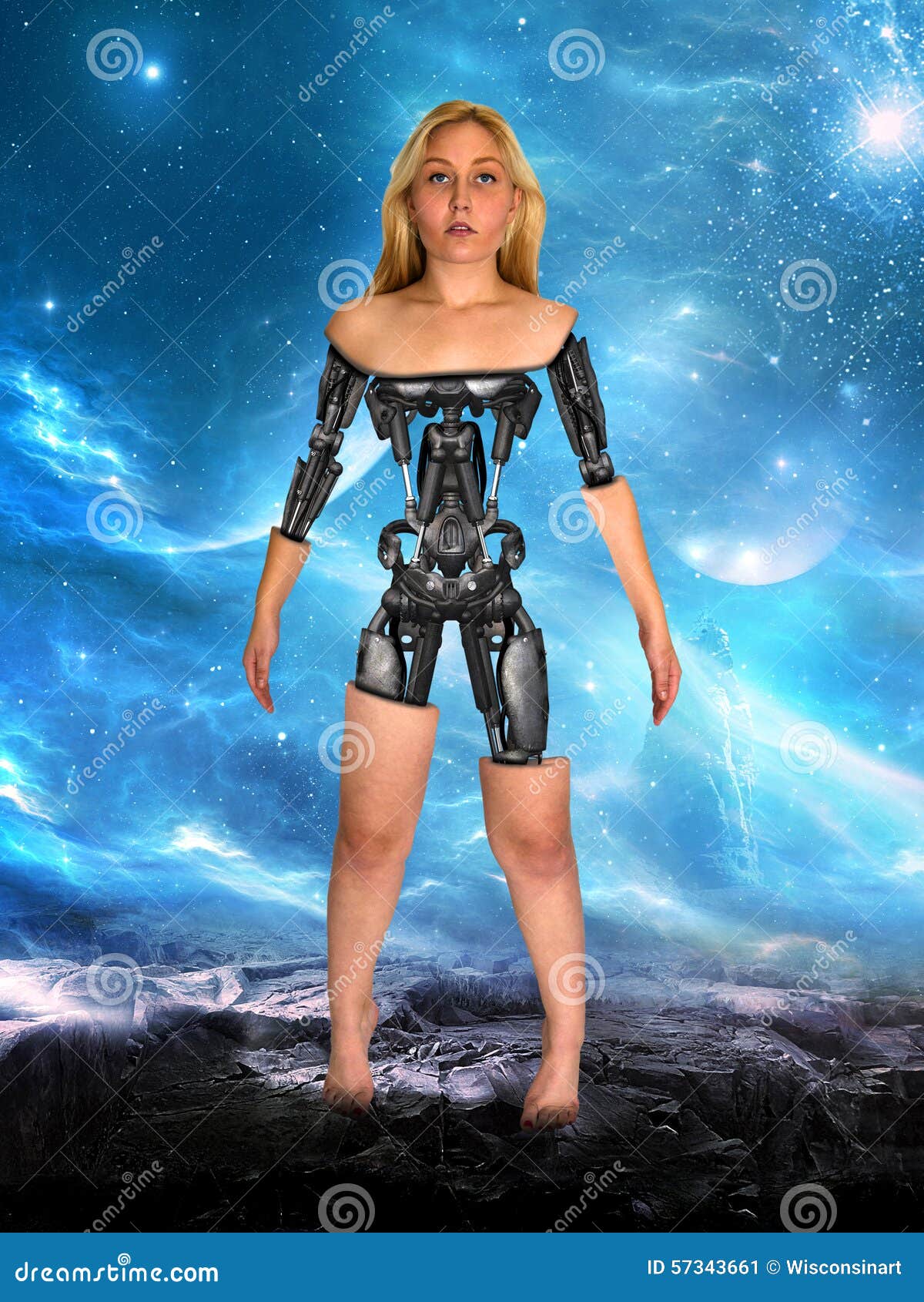 Frauen-Roboter Cyborg-Android-Maschine Stockbild - Bild von android ...