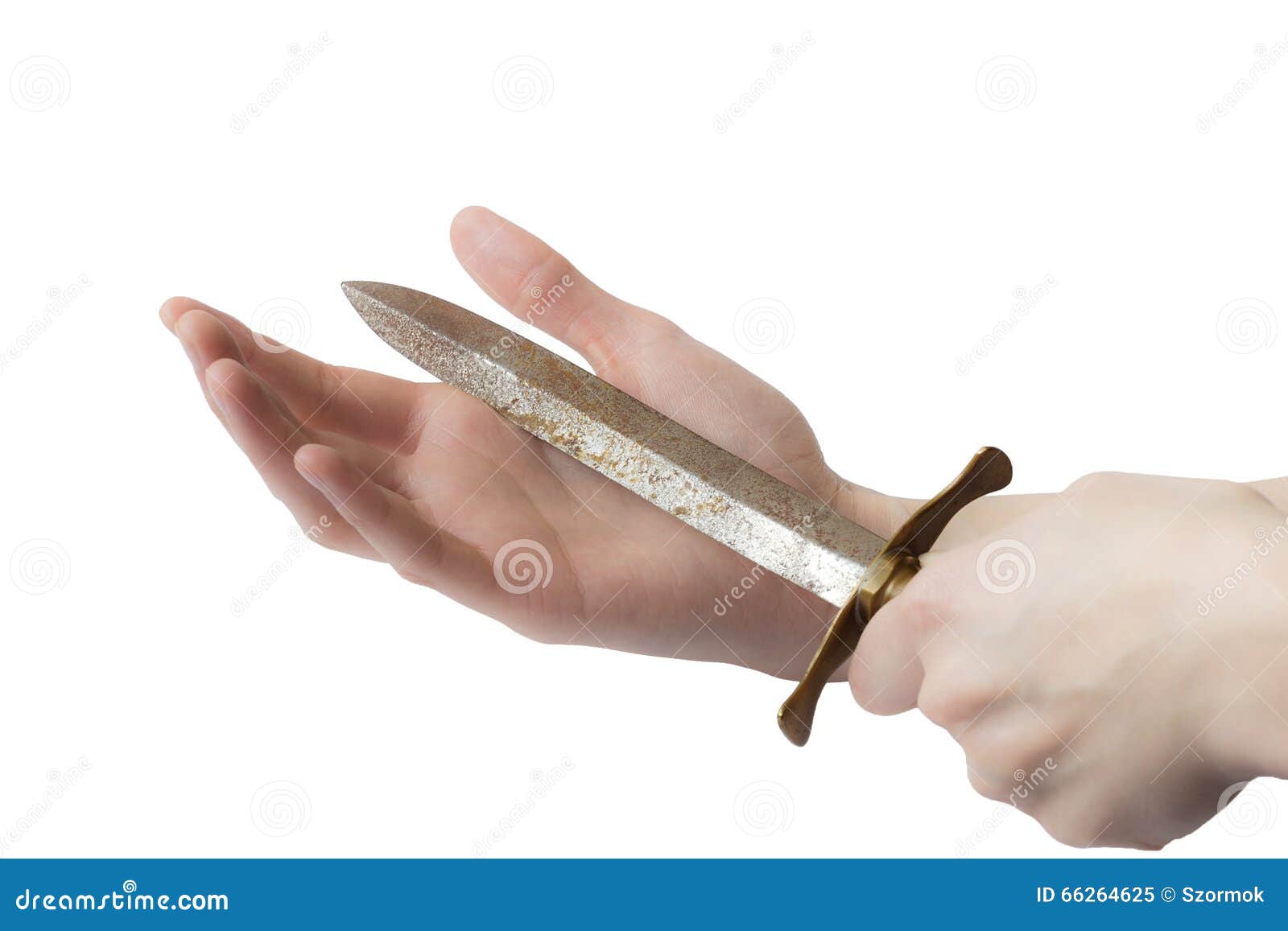 Frauenhand Mit Altem Dolch Auf Weißem Hintergrund Stockbild - Bild von ...