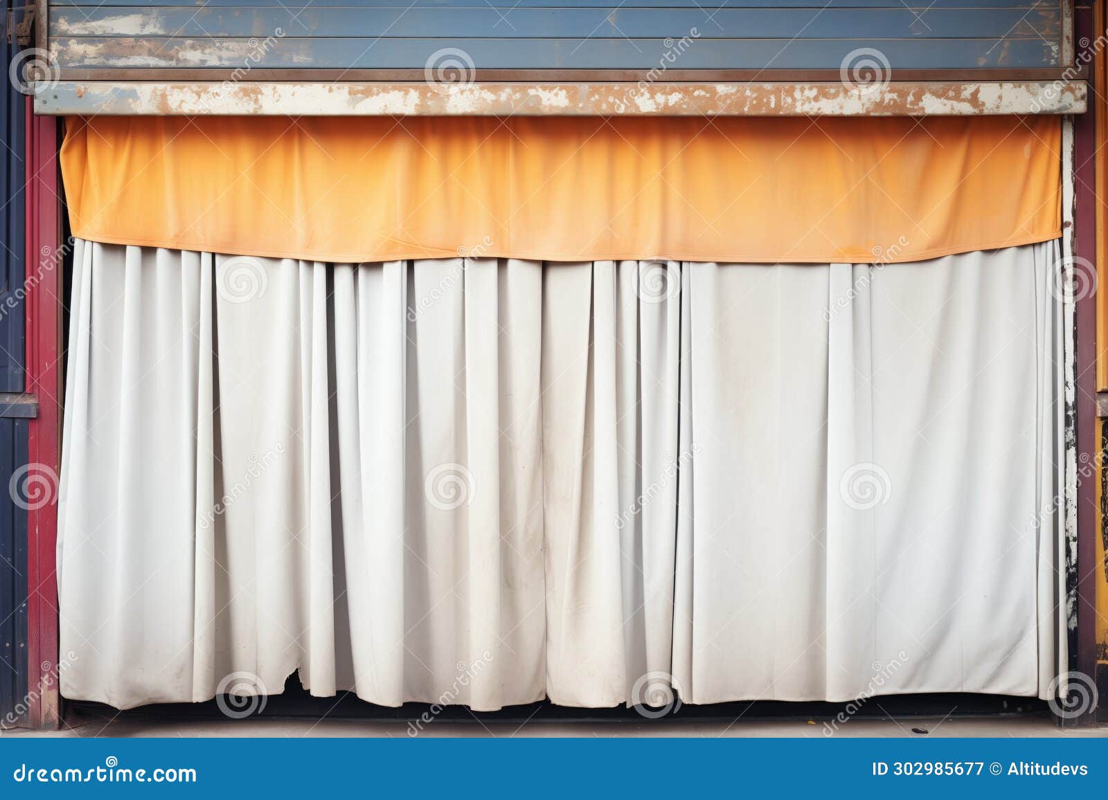 Frayed, Heavy Stage Curtains Hanging from a Rusted Rail Stock Image ...