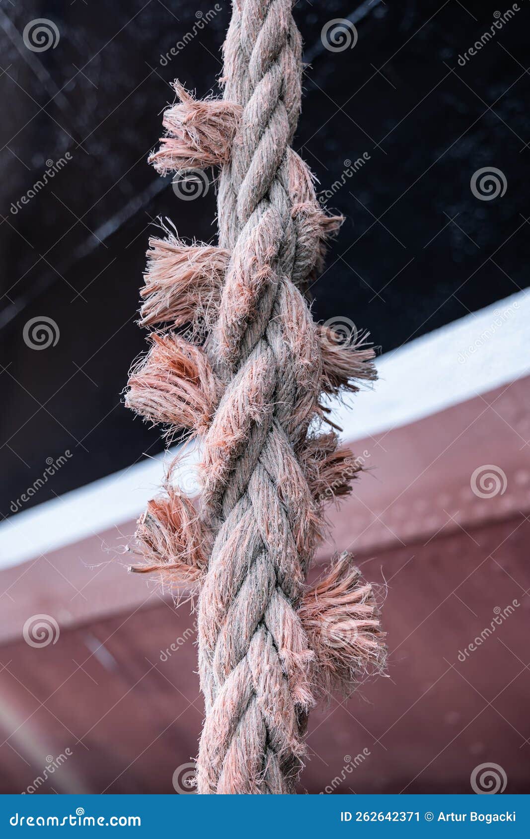 Frayed Mooring Rope and Ship Stock Image - Image of wear, aged: 262642371
