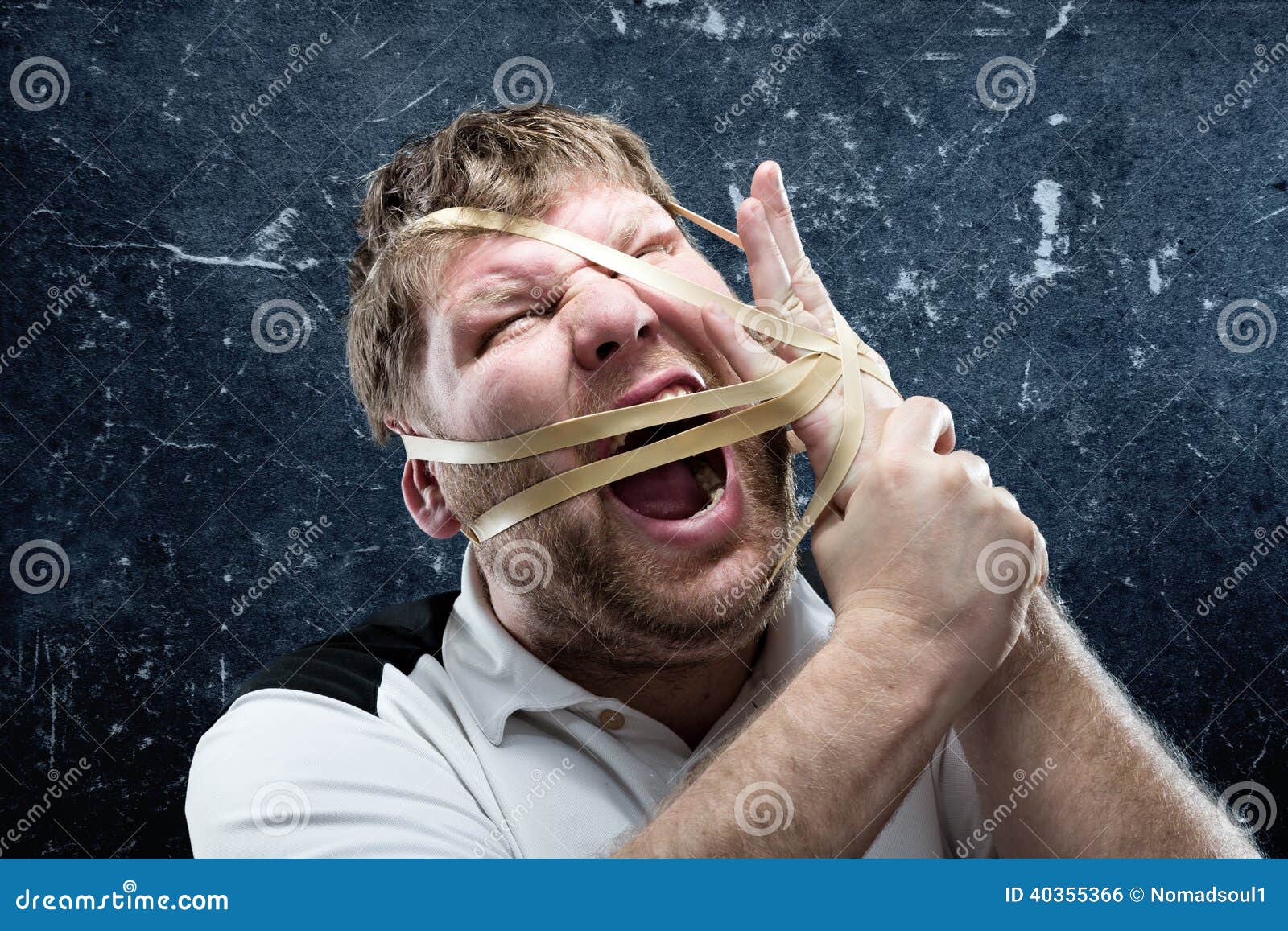 Freak Man with Rubber on His Face Stock Photo - Image of hair, fetish ...