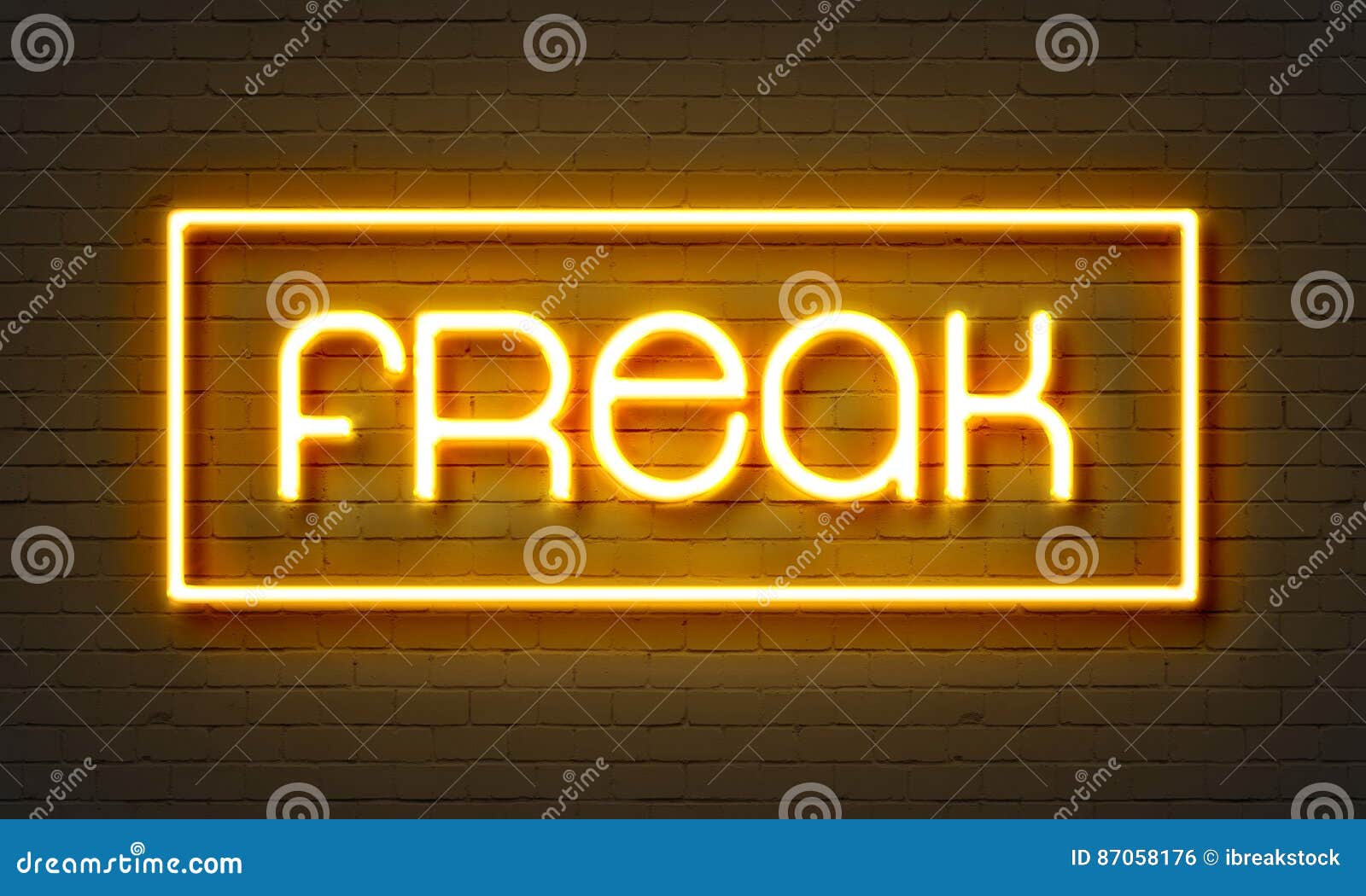 Freak Neon Sign on Brick Wall Background. Stock Photo - Image of symbol ...