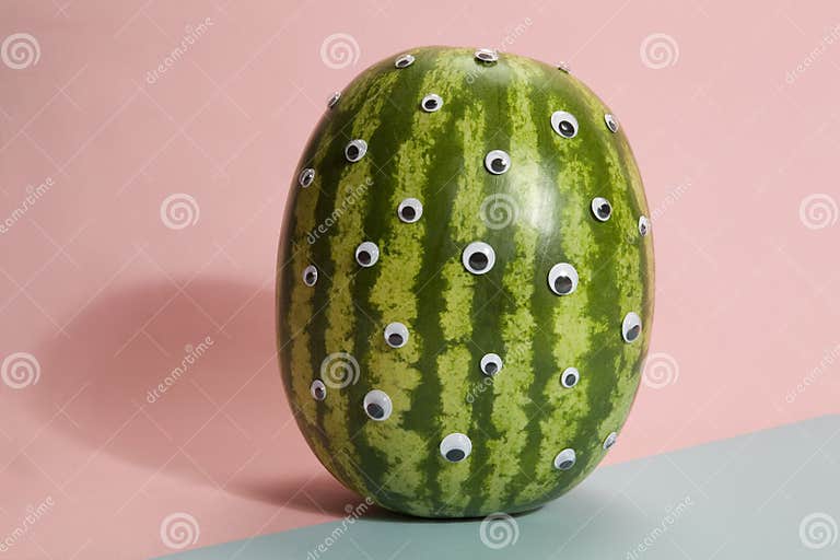 Freak Watermelon Blue and Pink Stock Image - Image of green, face: 90554037
