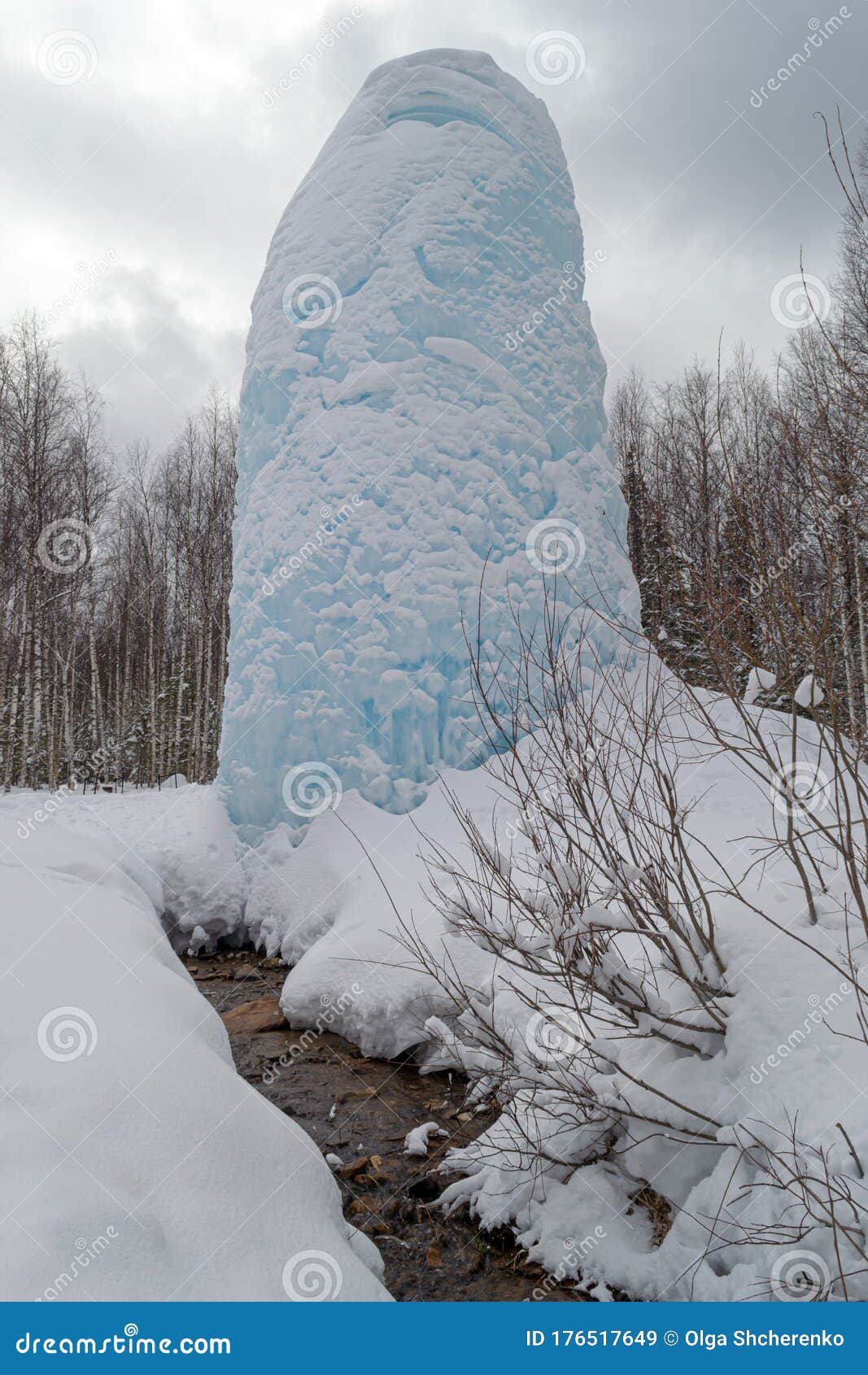 Freaks of Nature. Huge Icicle Formed Around a Source of Artesian Stock ...