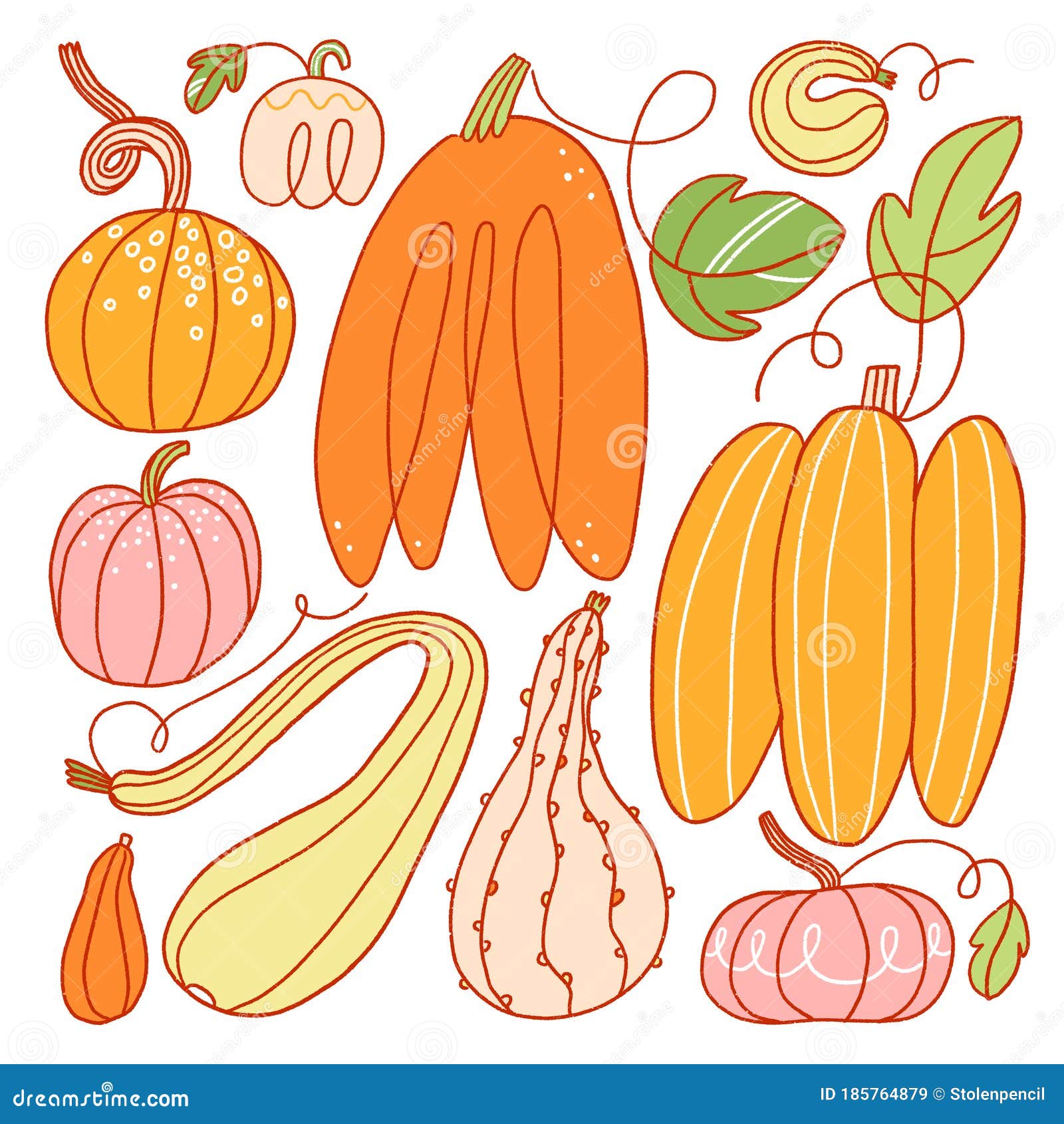 Freaky Abstract Pumpkins Vector Illustration Set | CartoonDealer.com ...