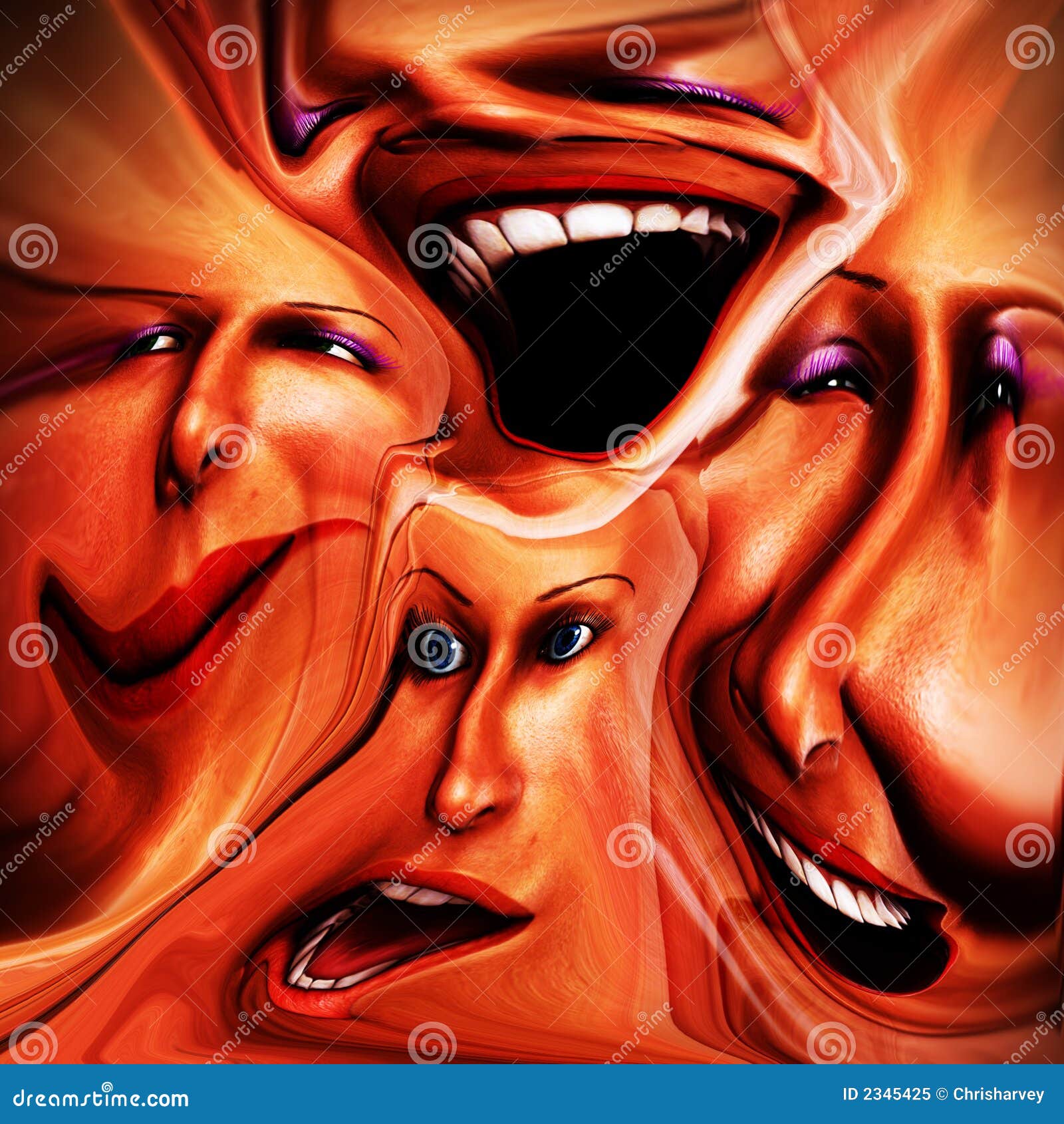 Freaky Female Emotions 16 stock image. Image of blissful - 2345425