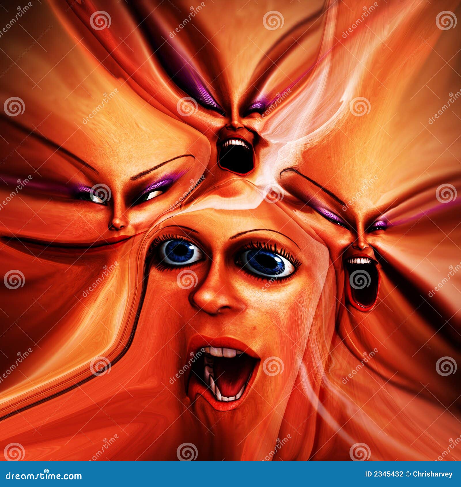 Freaky Female Emotions 17 stock illustration. Illustration of freaky ...