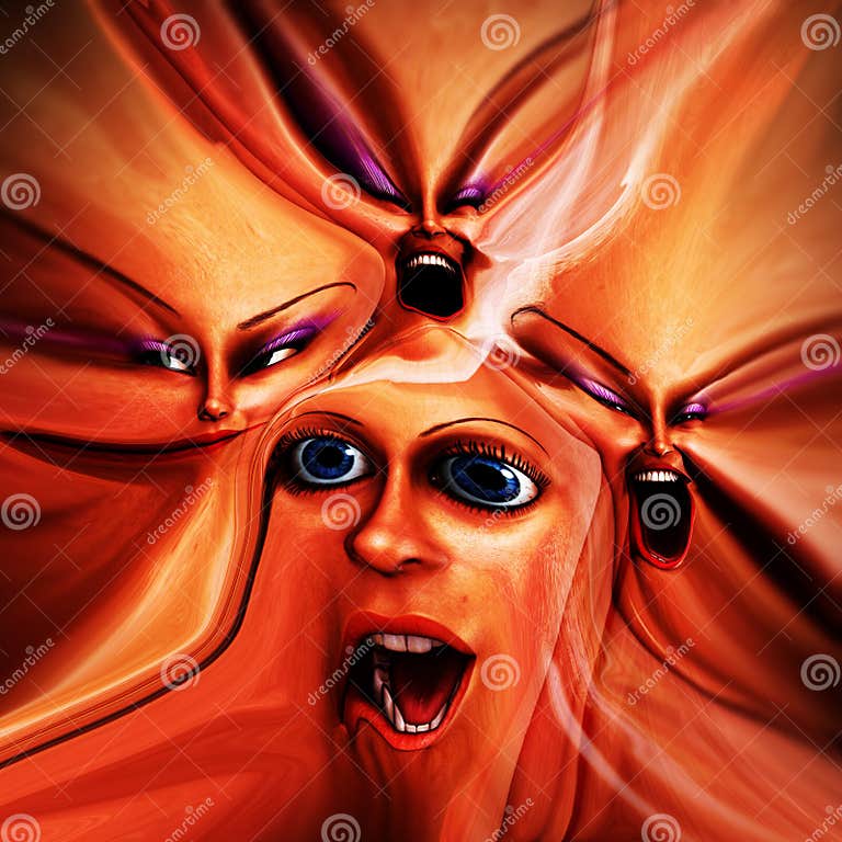 Freaky Female Emotions 17 stock illustration. Illustration of freaky ...