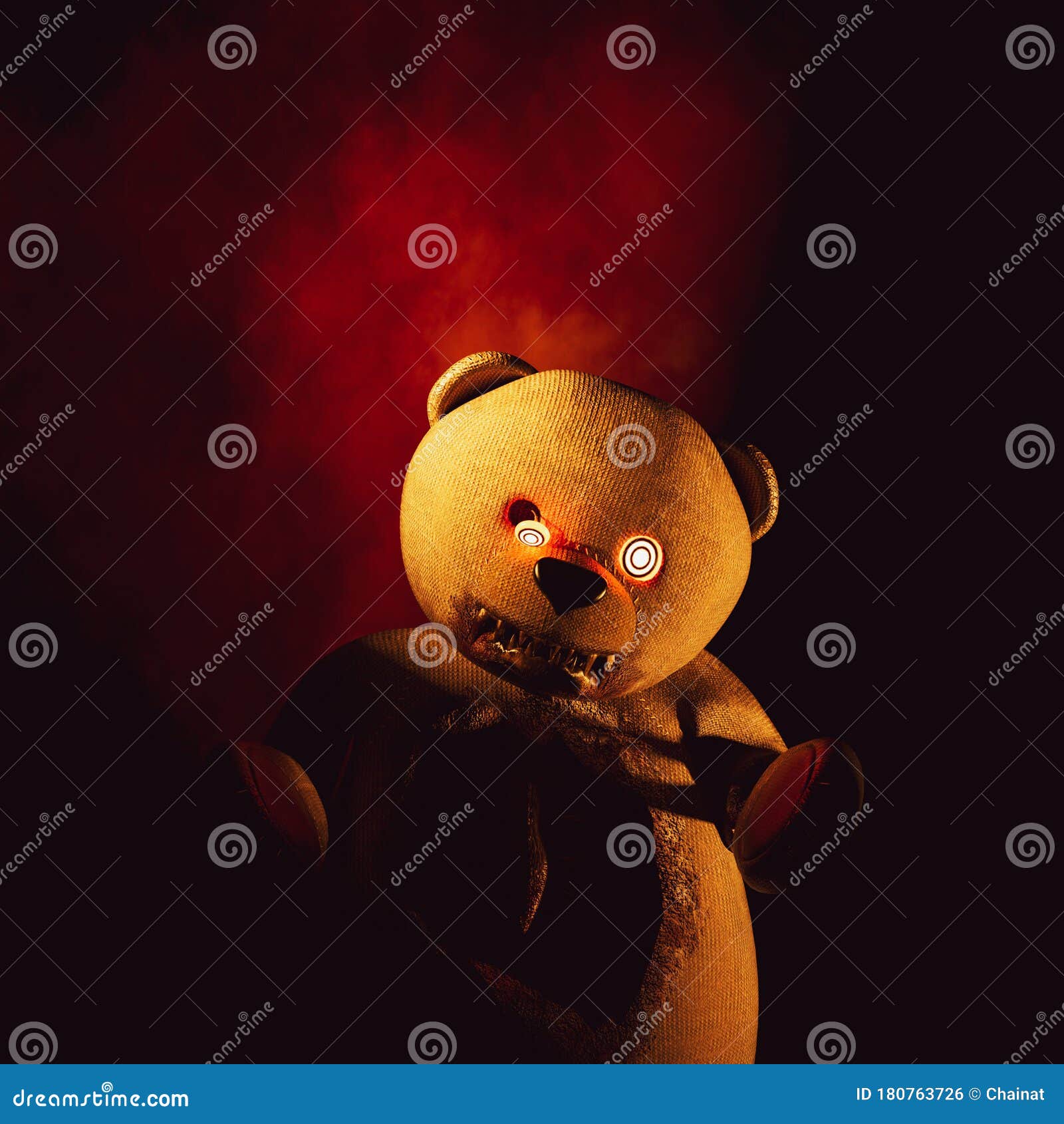 Freaky Teddy Bear in the Dark Stock Illustration - Illustration of ...