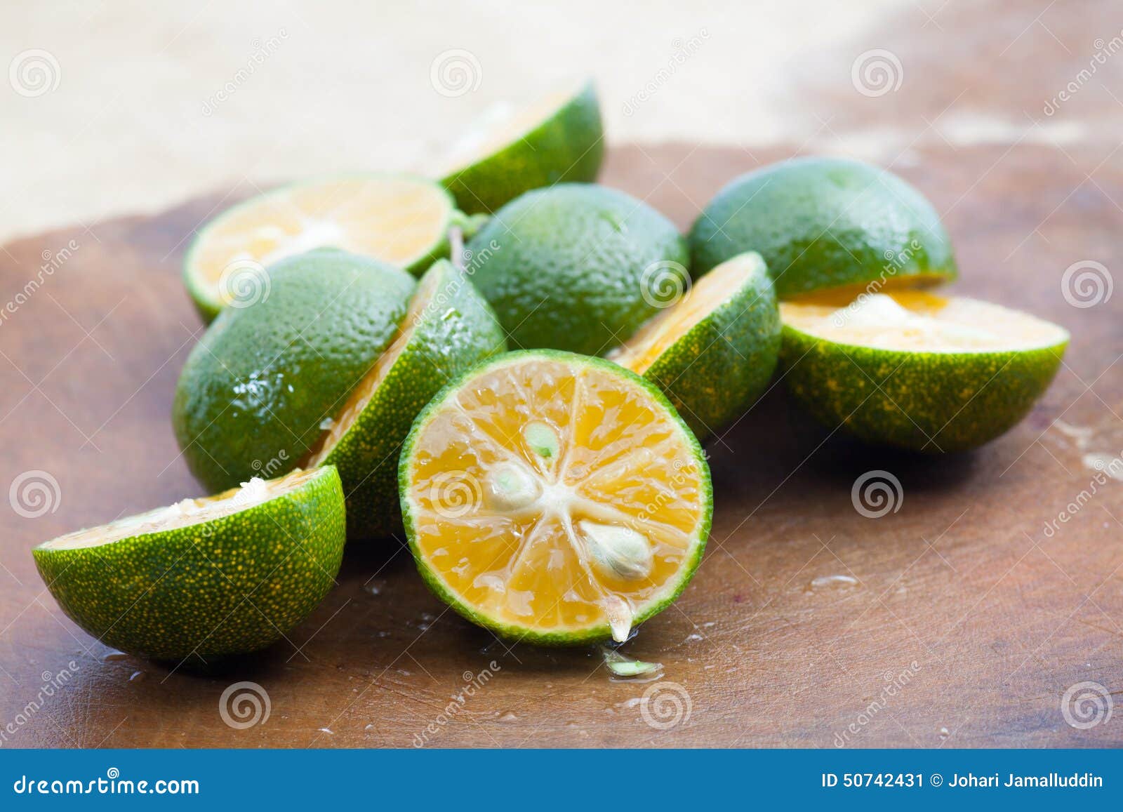 Freash of Calamansi Cut on Wood Background Stock Image - Image of ripe ...