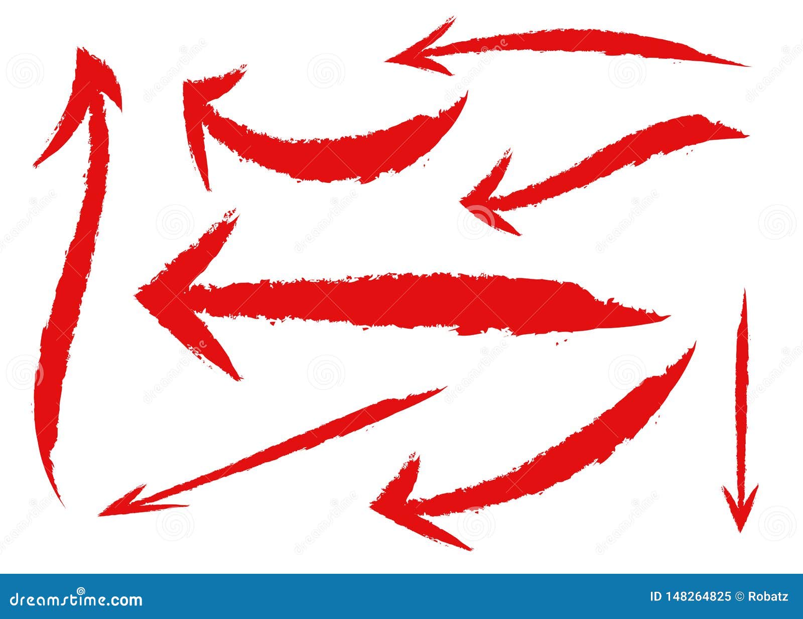 Set of Different Grunge Brush Arrows, Pointers, Isolated on White ...