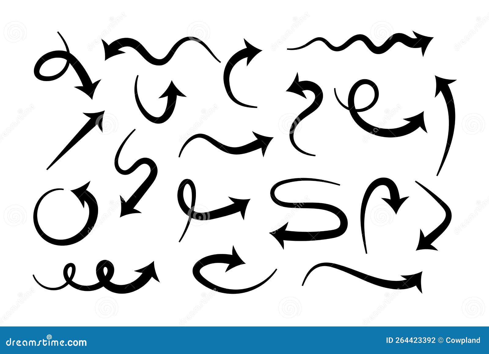 Frecce stilizzate a mano illustrazione vettoriale. Illustrazione di icona - 264423392