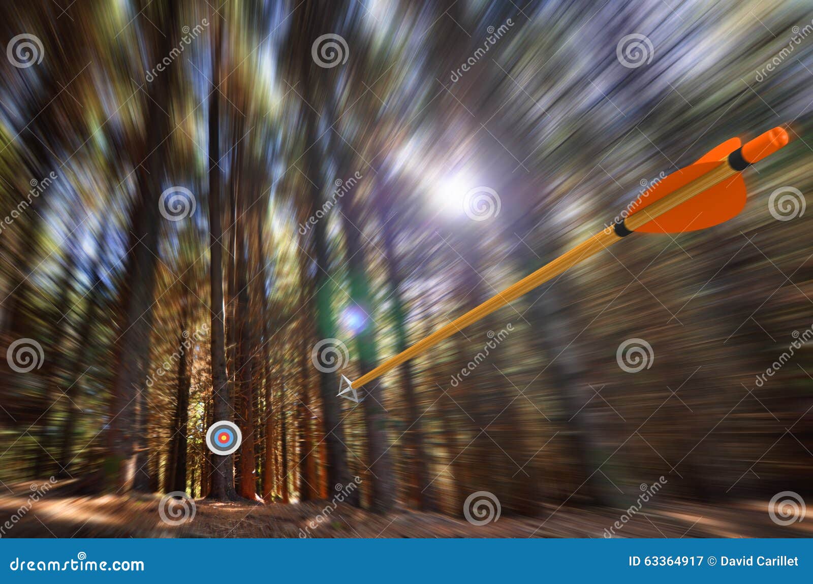 Freccia Che Vola Per Mirare a Con Mosso Radiale Immagine Stock ...