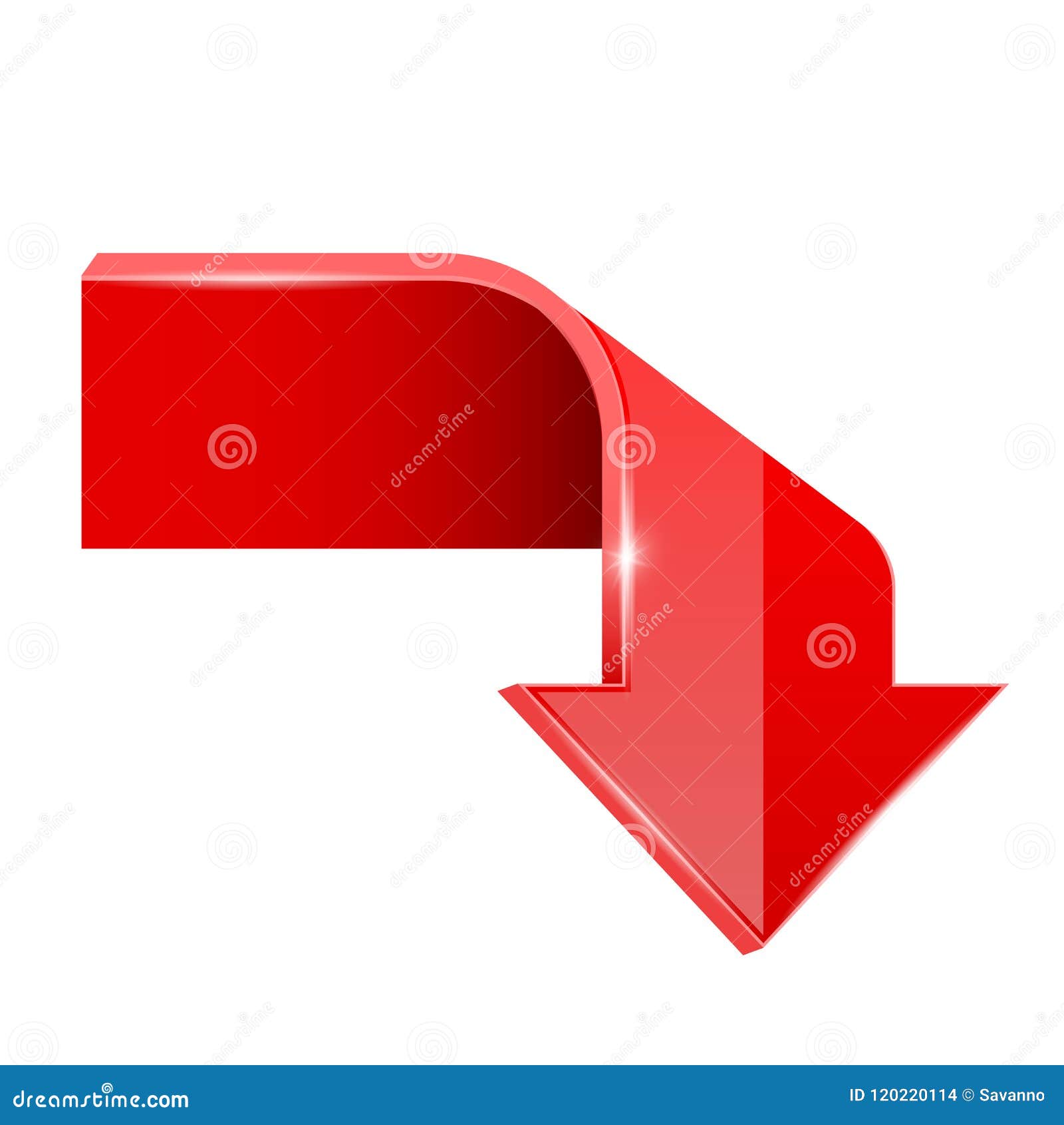 Freccia Curva Rossa Giù Simbolo 3d Illustrazione Vettoriale ...