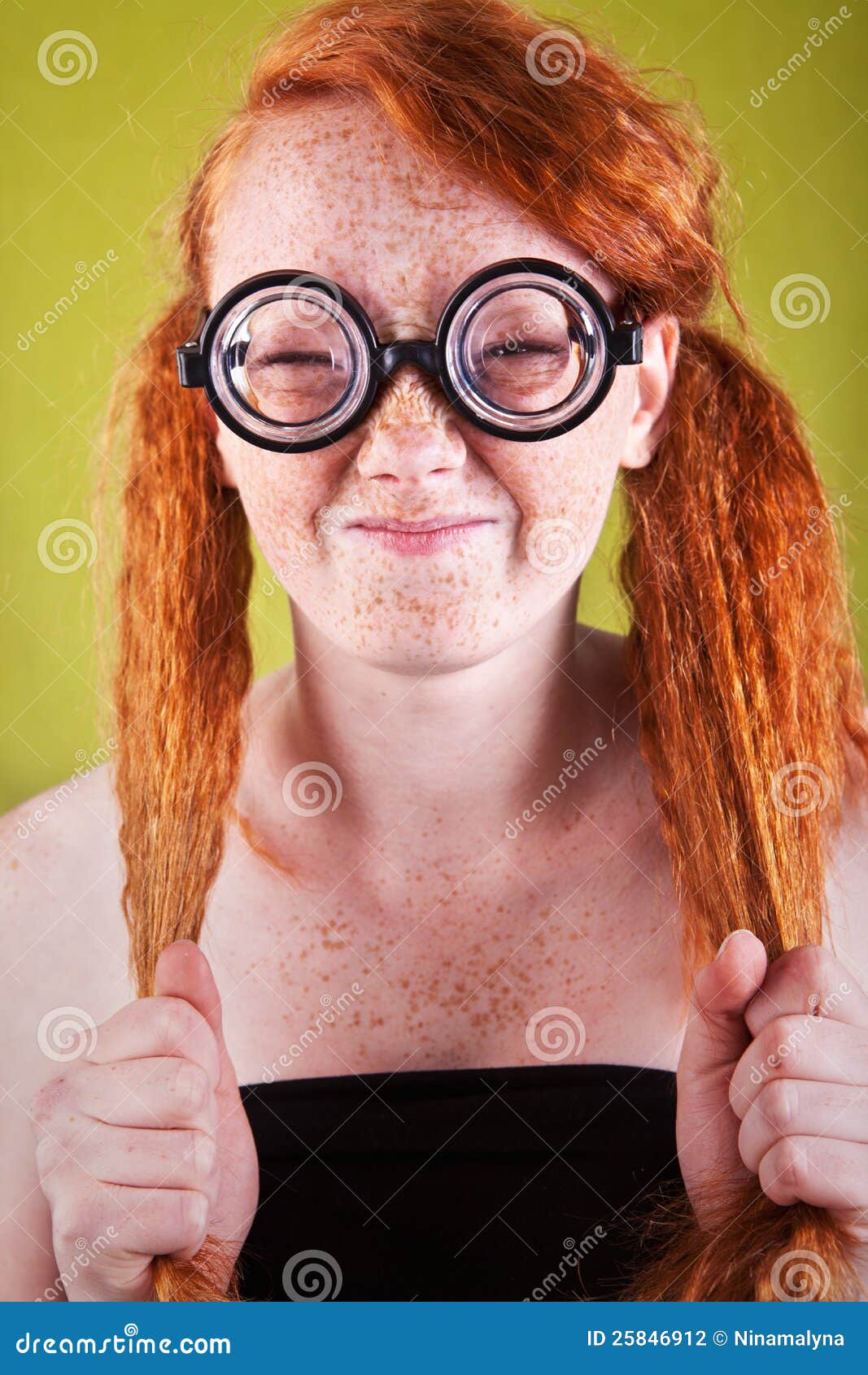 Freckled nerdy beauty stock photo. Image of haired, geek - 25846912