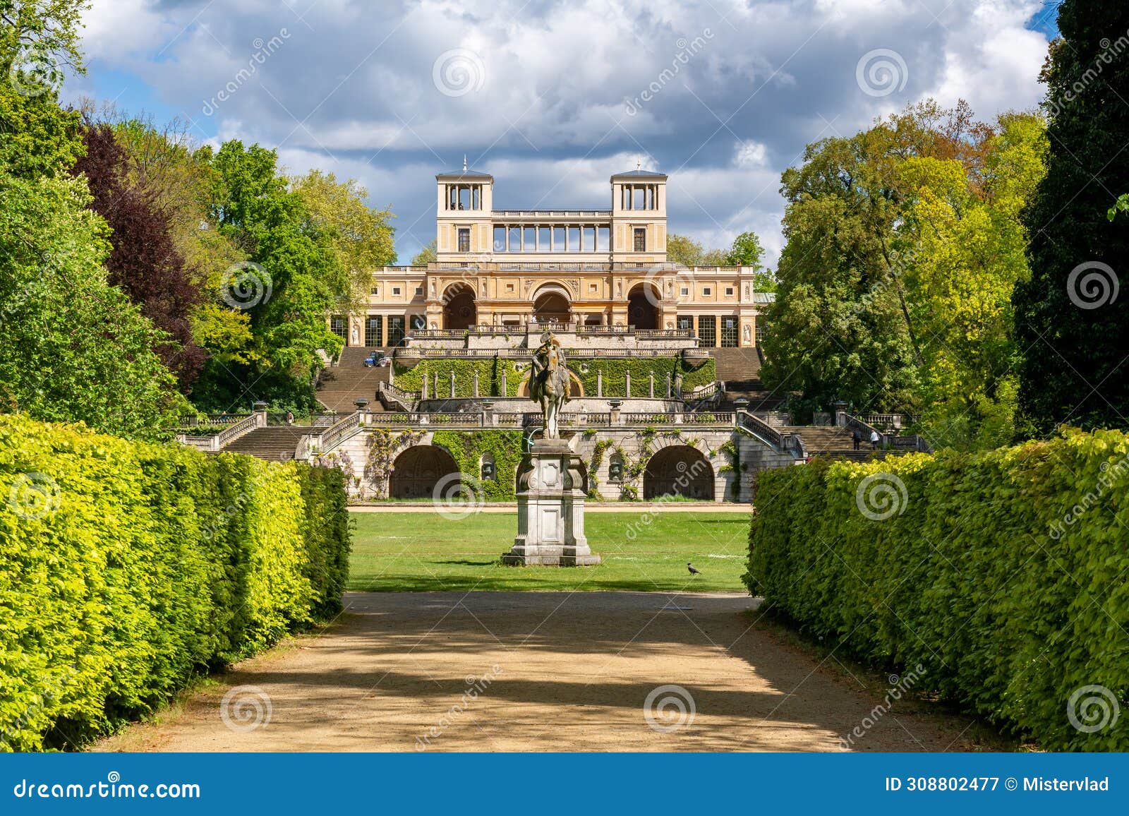 Frederick the Great Monument with Orangery at Background in Sanssouci ...