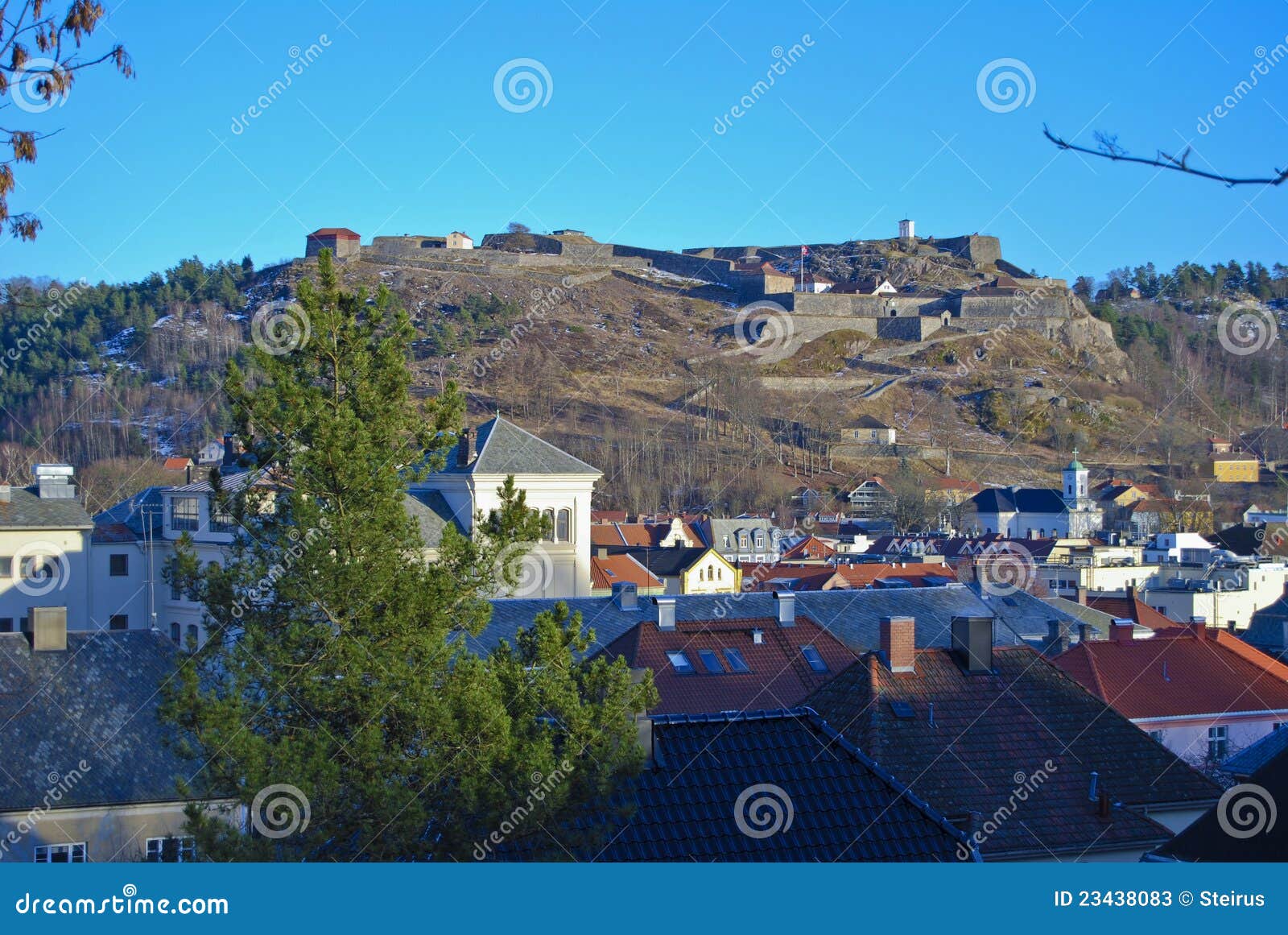 Fredriksten Fortress an Early Spring Day. Stock Image - Image of ...