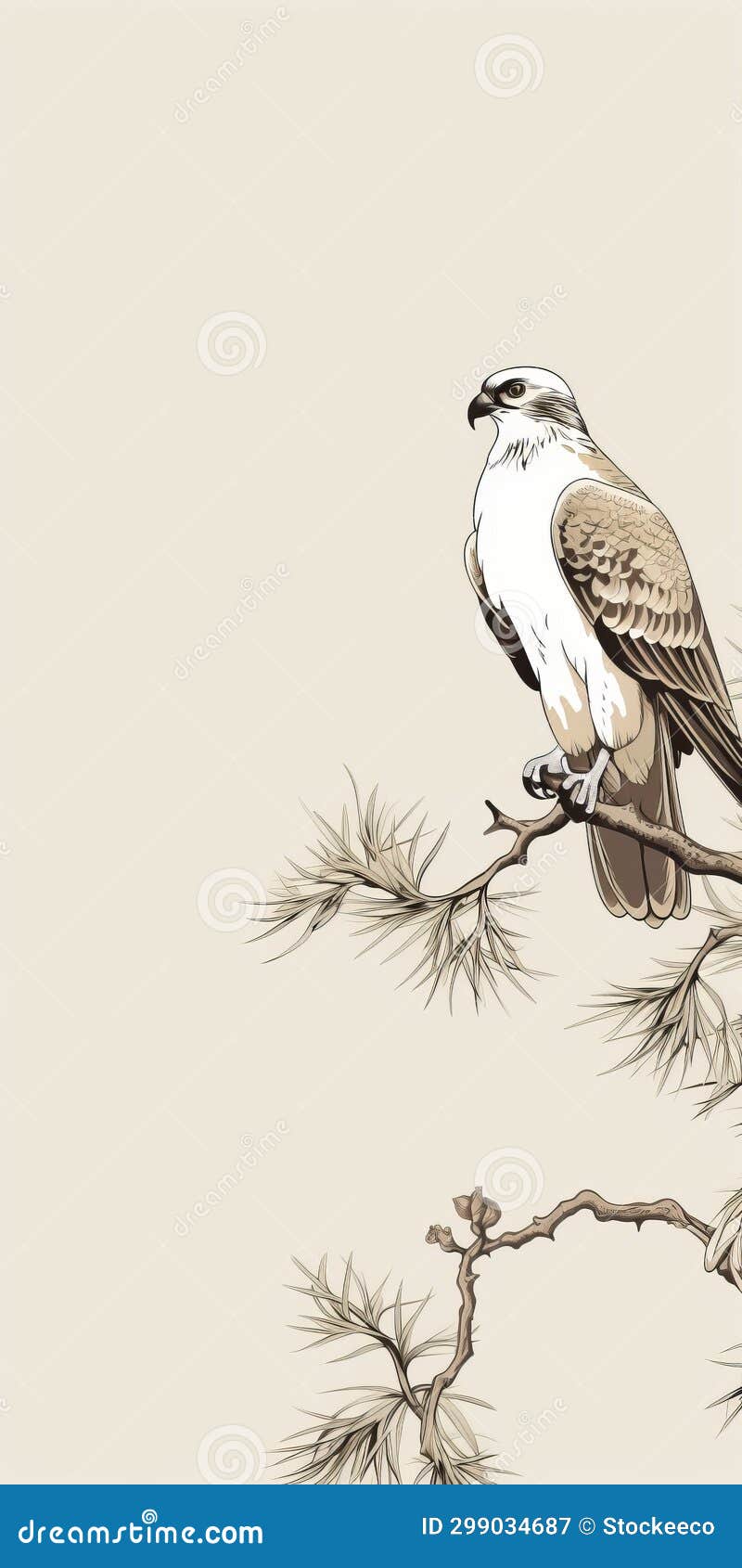 Free Brushwork Vector Illustration of Hawk on Branches Stock Image ...