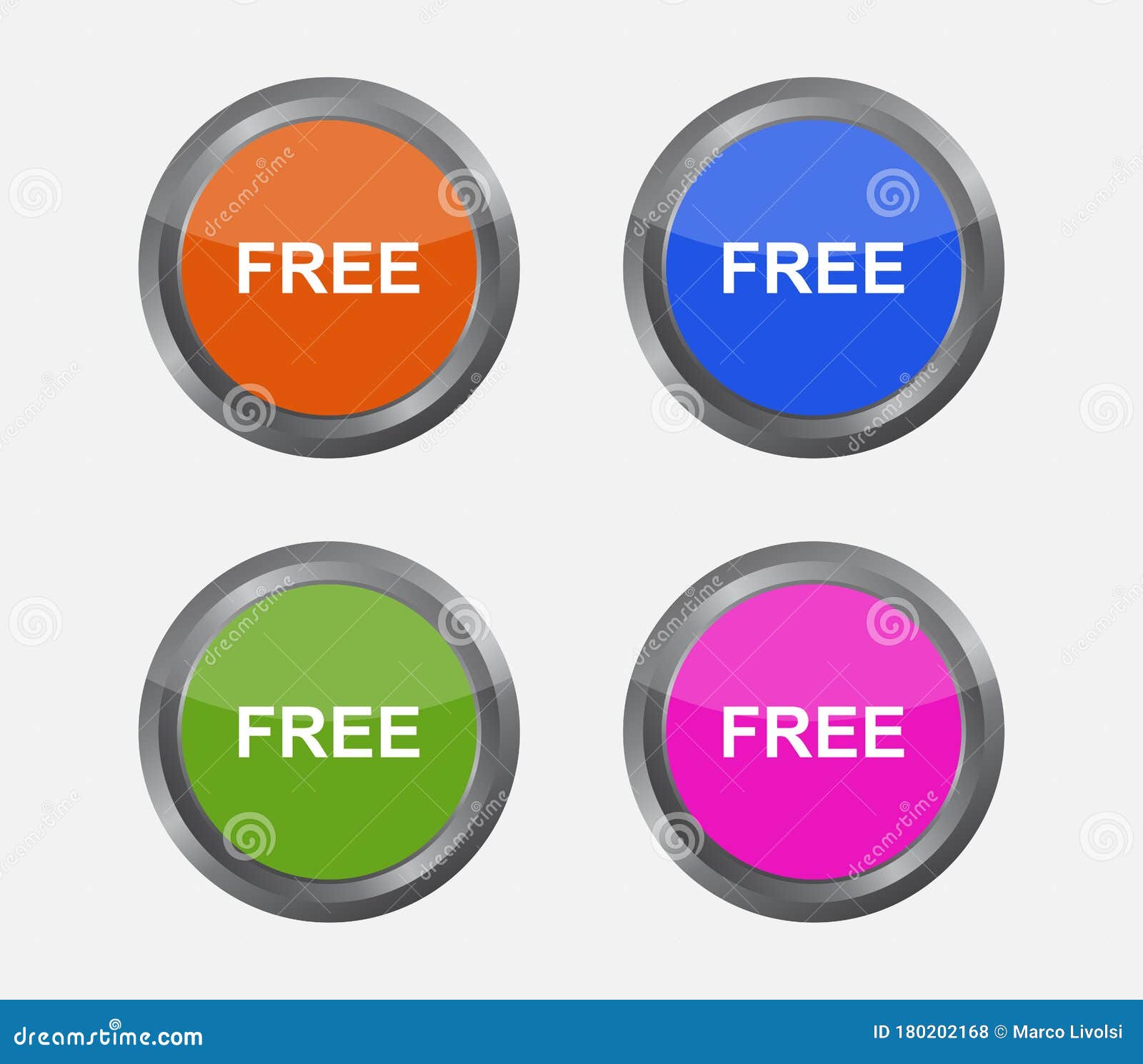 Free Button Icon Illustrated in Vector on White Background Stock ...