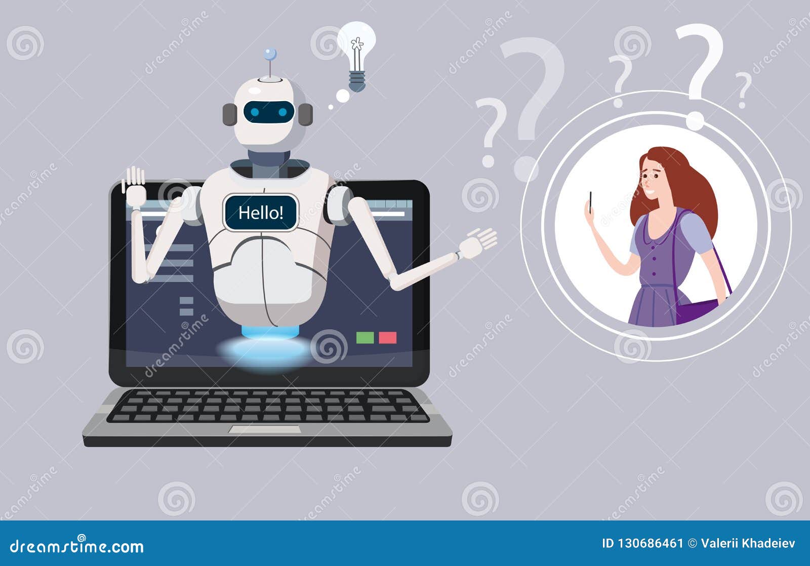 Free Chat Bot, Robot Virtual Assistance on Laptop Say Hello Element of ...