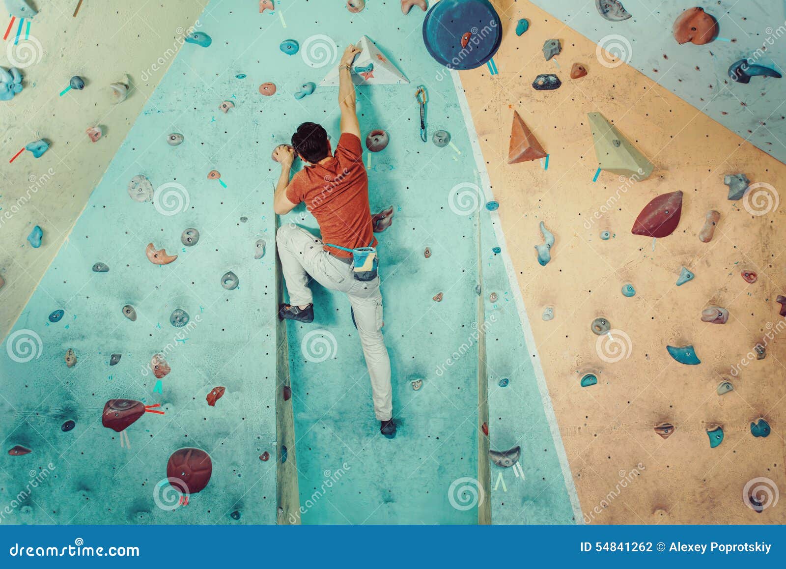 Free Climber Man Climbing Artificial Boulder Stock Photo - Image of ...