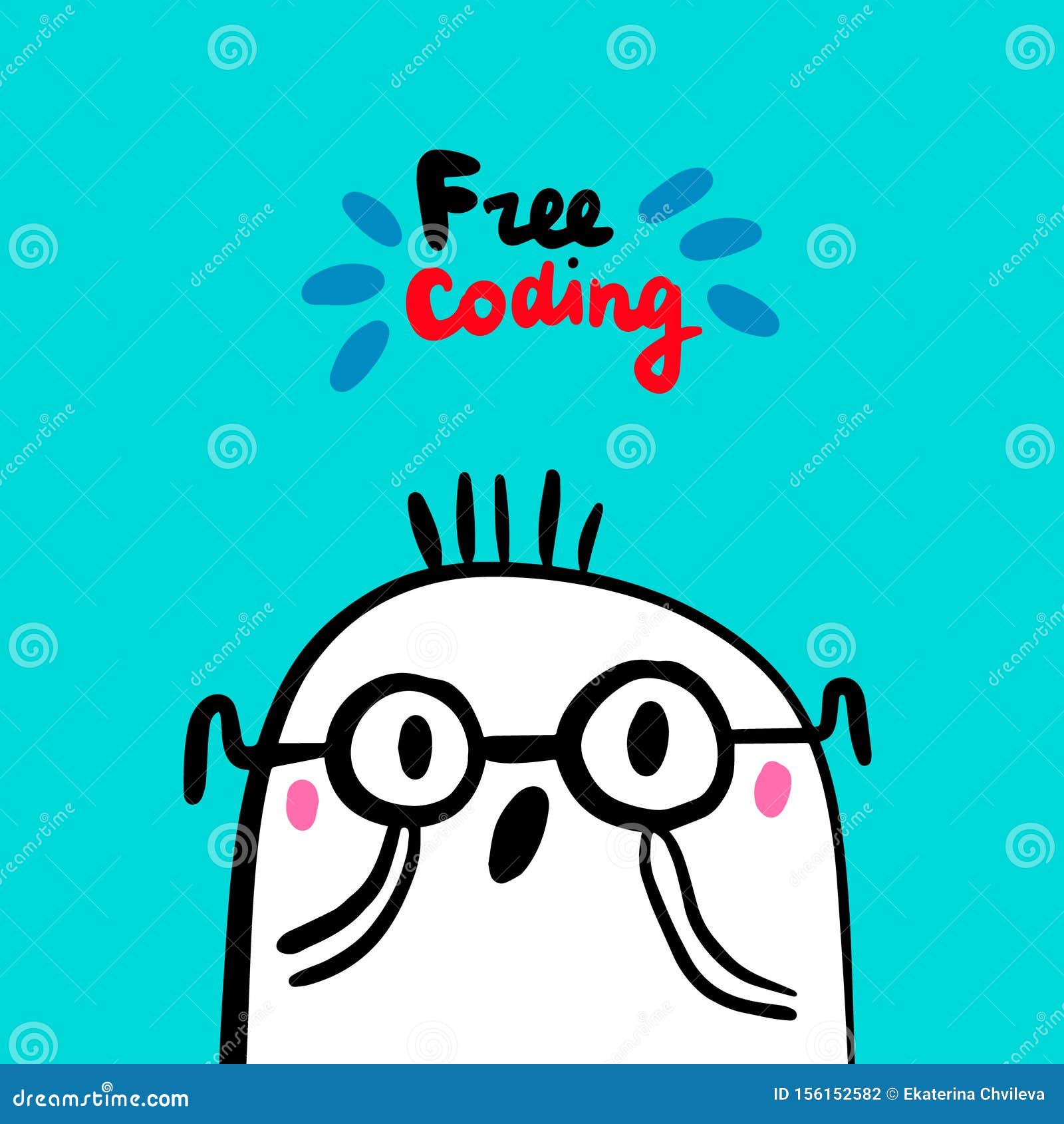 Free Coding Hand Drawn Illustration in Cartoon Style. Boy Programmer ...