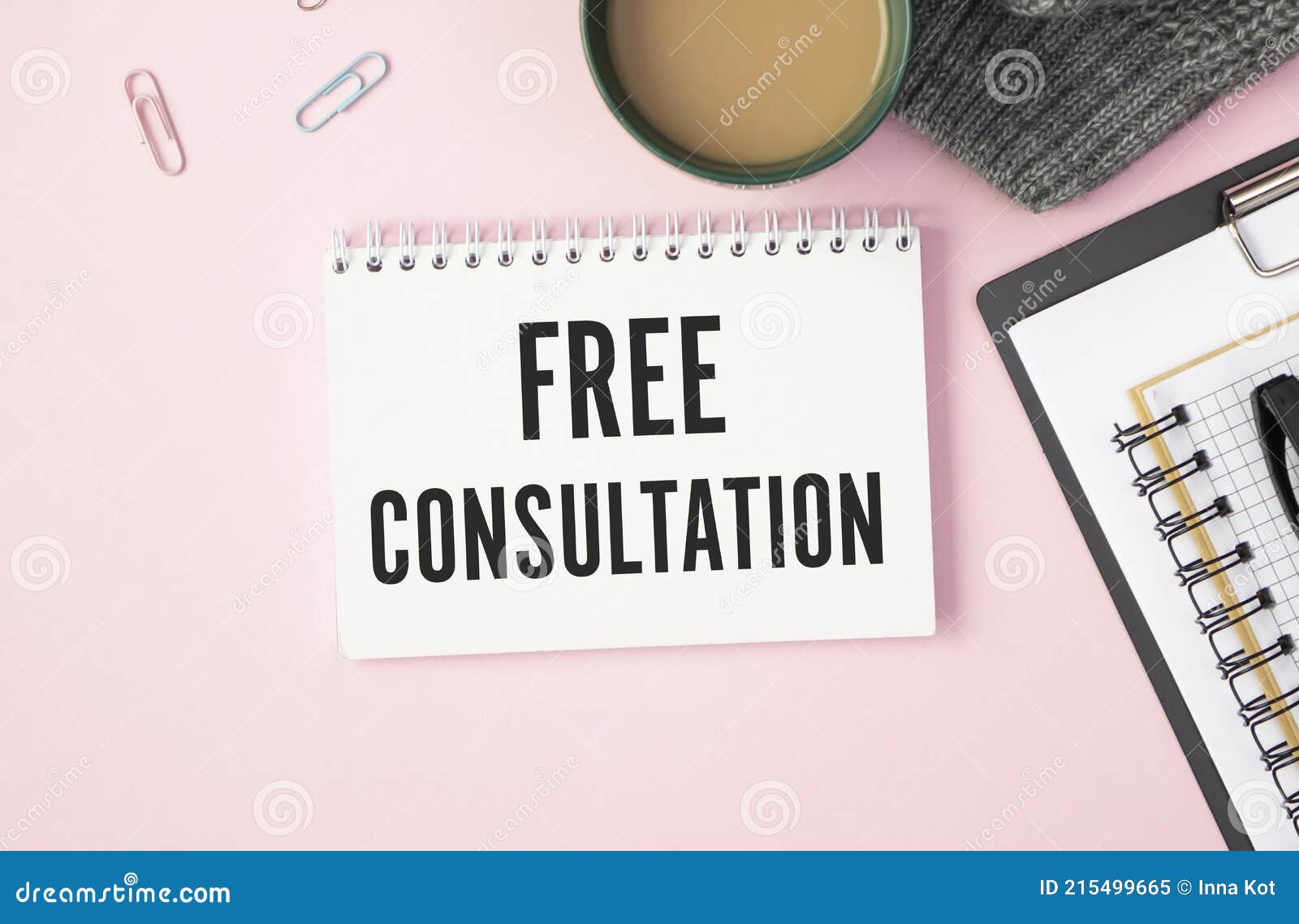 Free Consultation Text Write on Notebook on Pink Stock Image - Image of ...