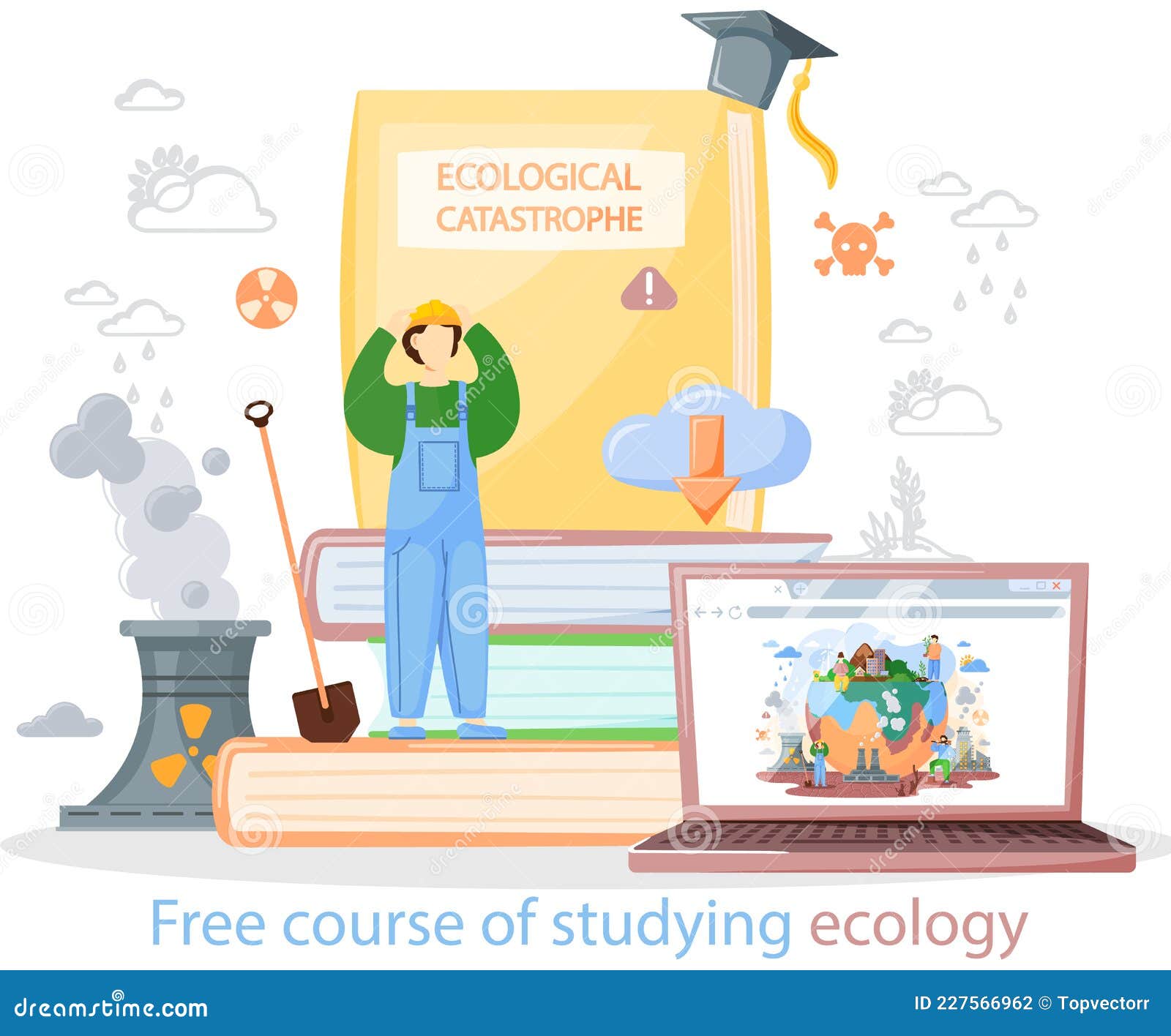 Free Course of Studying Ecology Vector Banner. Ecologist Scientist ...