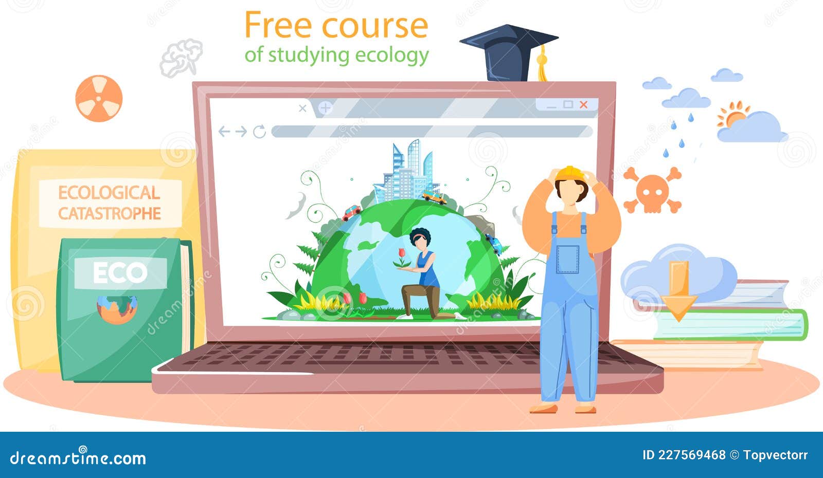 Free Course of Studying Ecology Vector Banner. Ecologist Scientist ...