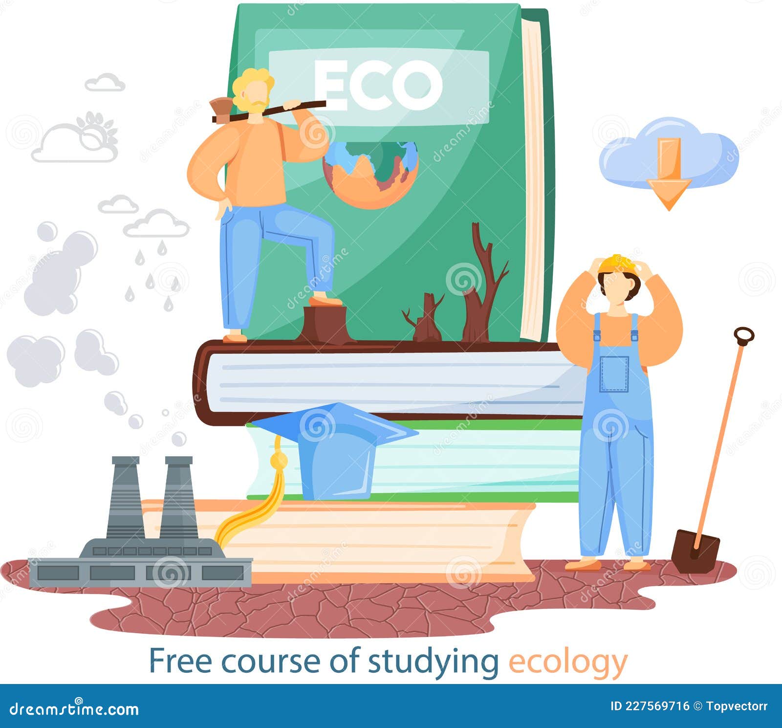 Free Course of Studying Ecology Vector Banner. Ecologist Scientist ...