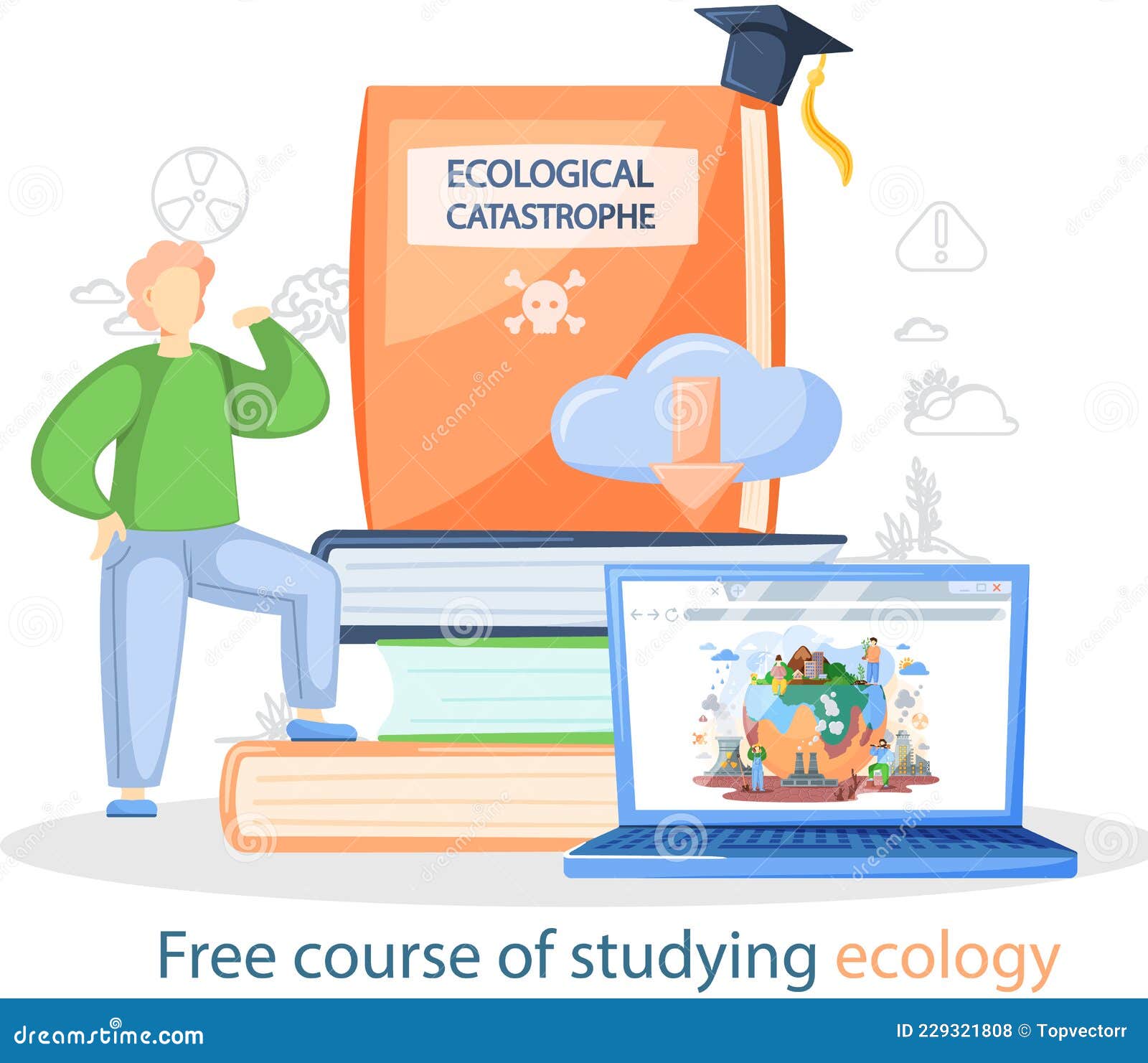 Free Course of Studying Ecology Vector Banner. Ecologist Scientist ...