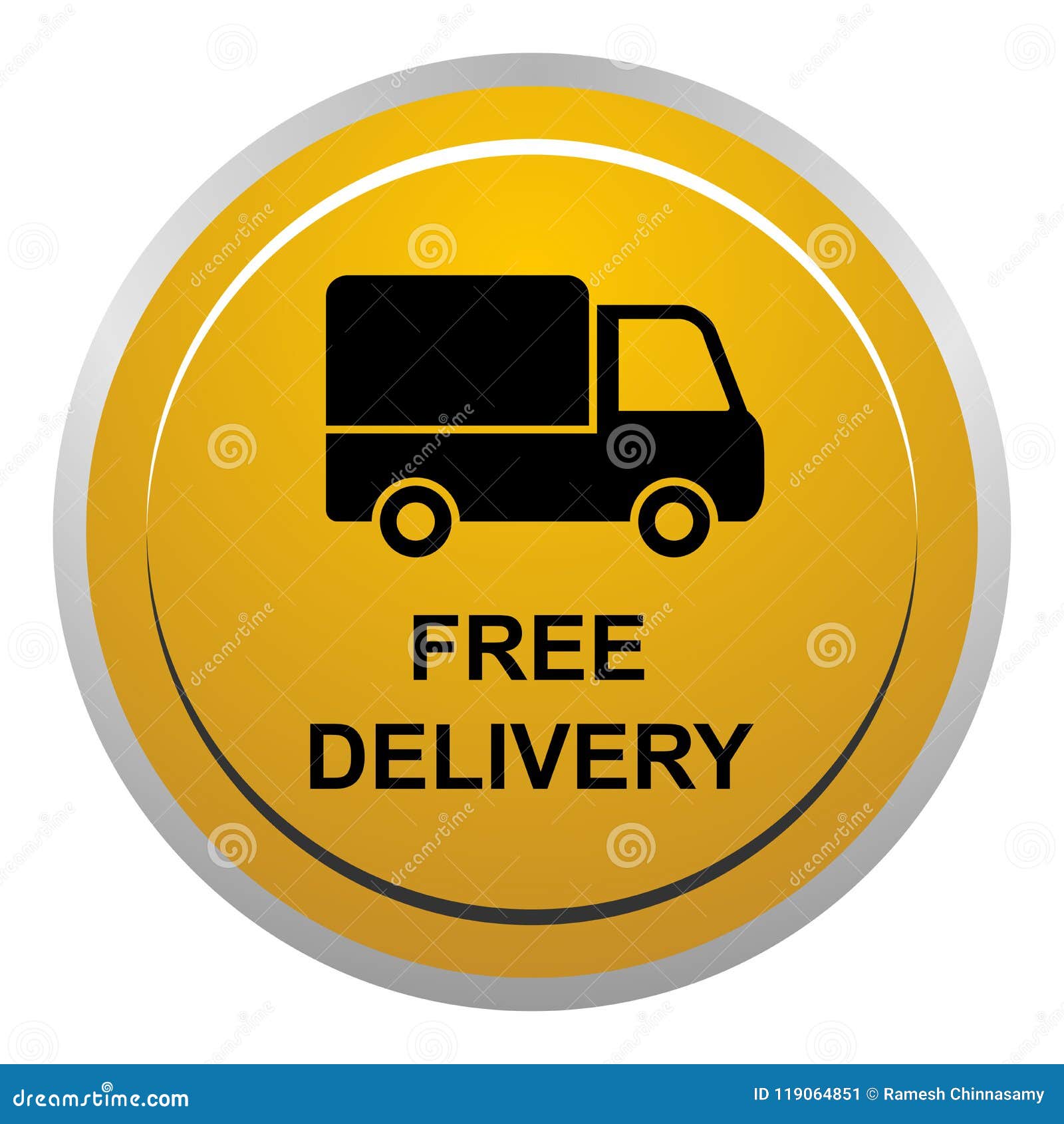 Free delivery button stock vector. Illustration of business - 119064851