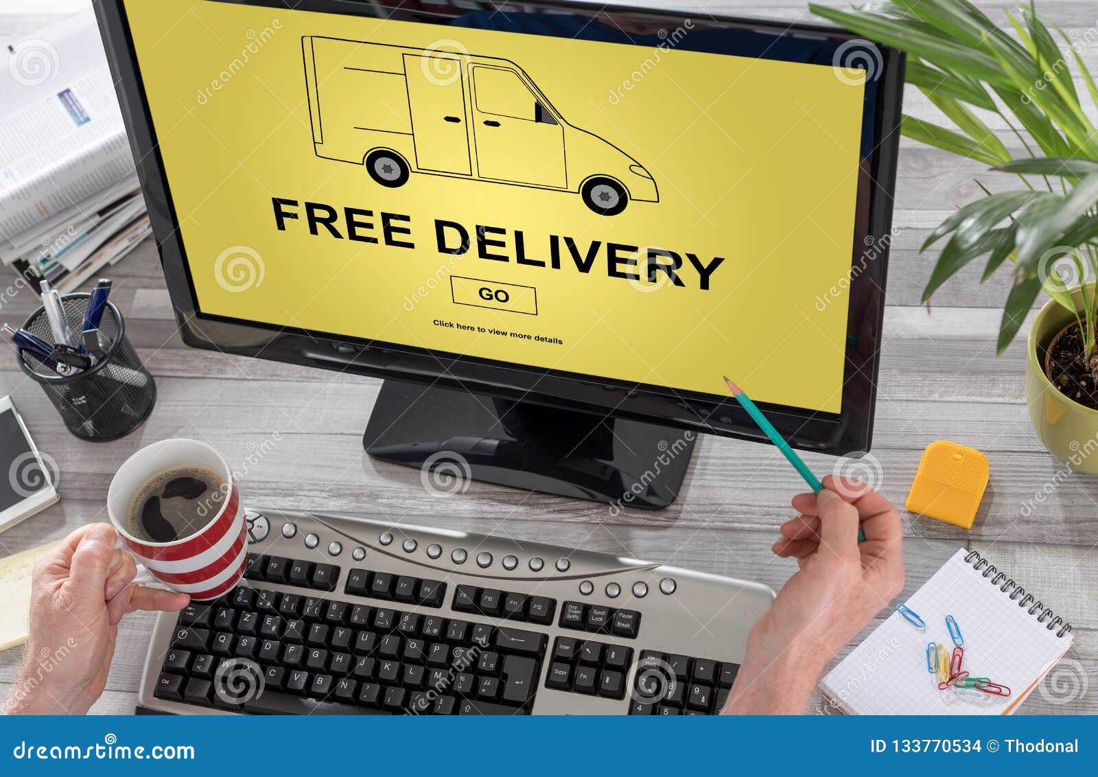 Free Delivery Concept on a Computer Stock Photo - Image of ...