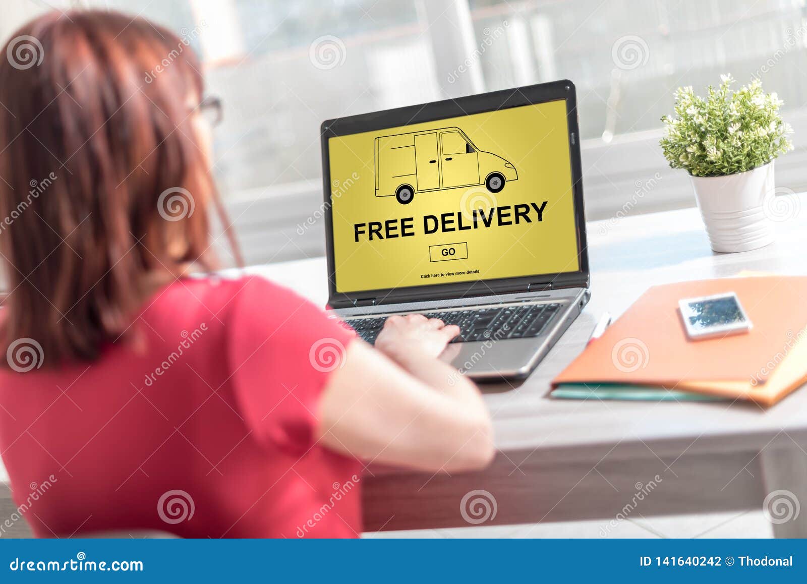 Free Delivery Concept on a Laptop Screen Stock Photo - Image of vehicle ...