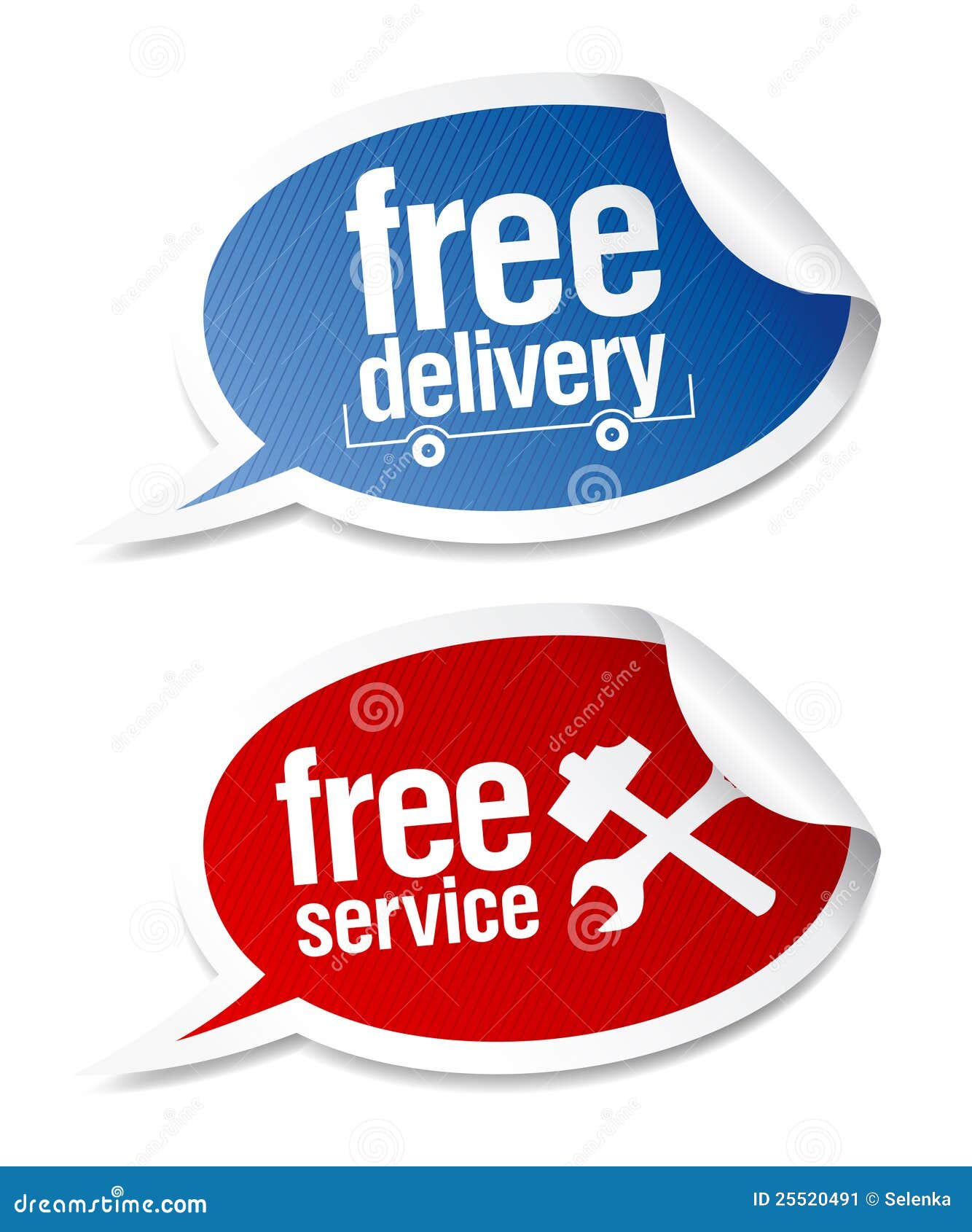 Free Delivery, Free Service Stickers. Stock Vector - Illustration of ...