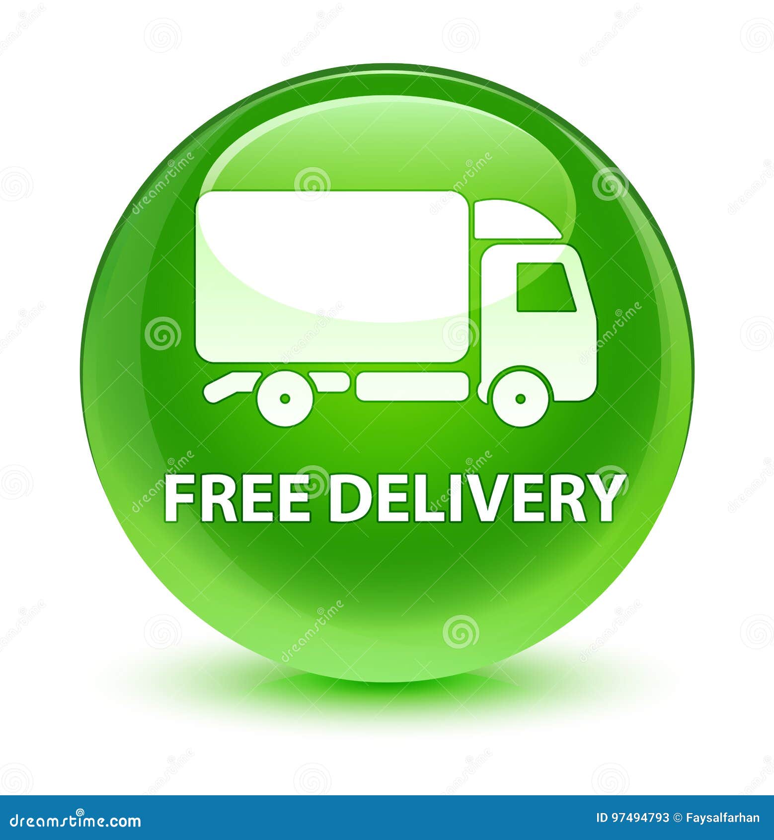 Free Delivery Glassy Green Round Button Stock Illustration ...