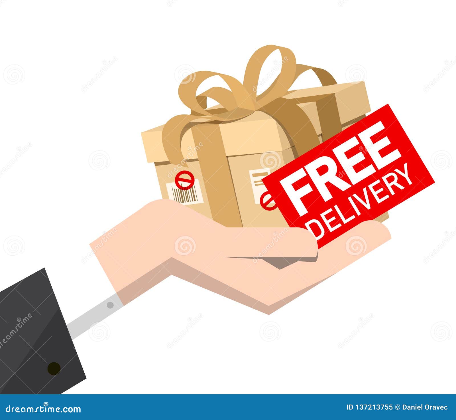 Free Delivery Icon with Cardboard Package in Hand Stock Vector ...