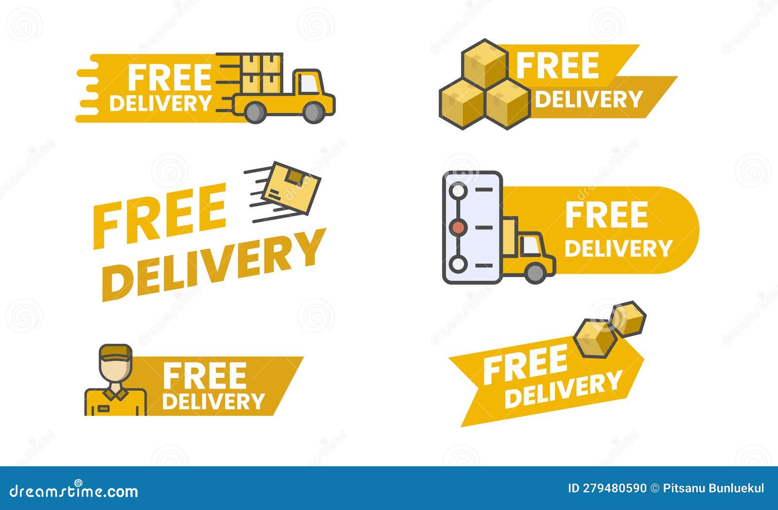 Free Delivery Labels or Stickers Collection Stock Vector - Illustration ...