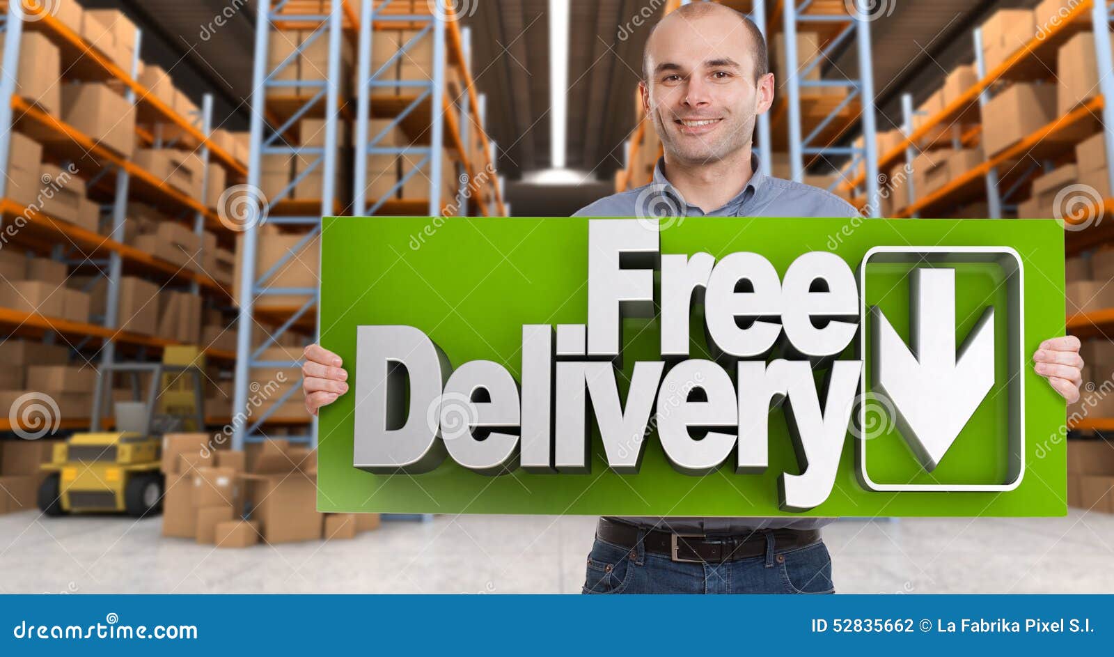Free delivery, man stock photo. Image of machine, delivery - 52835662