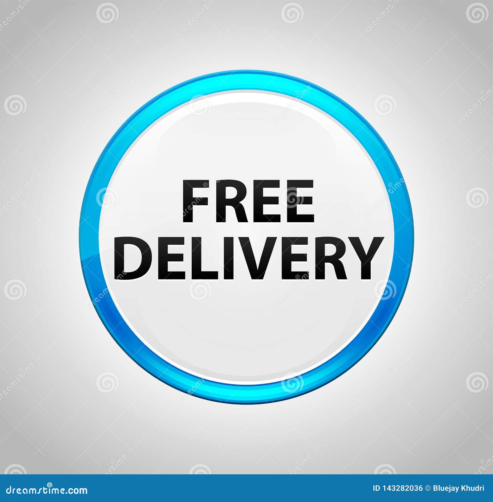 Free Delivery Round Blue Push Button Stock Illustration - Illustration ...
