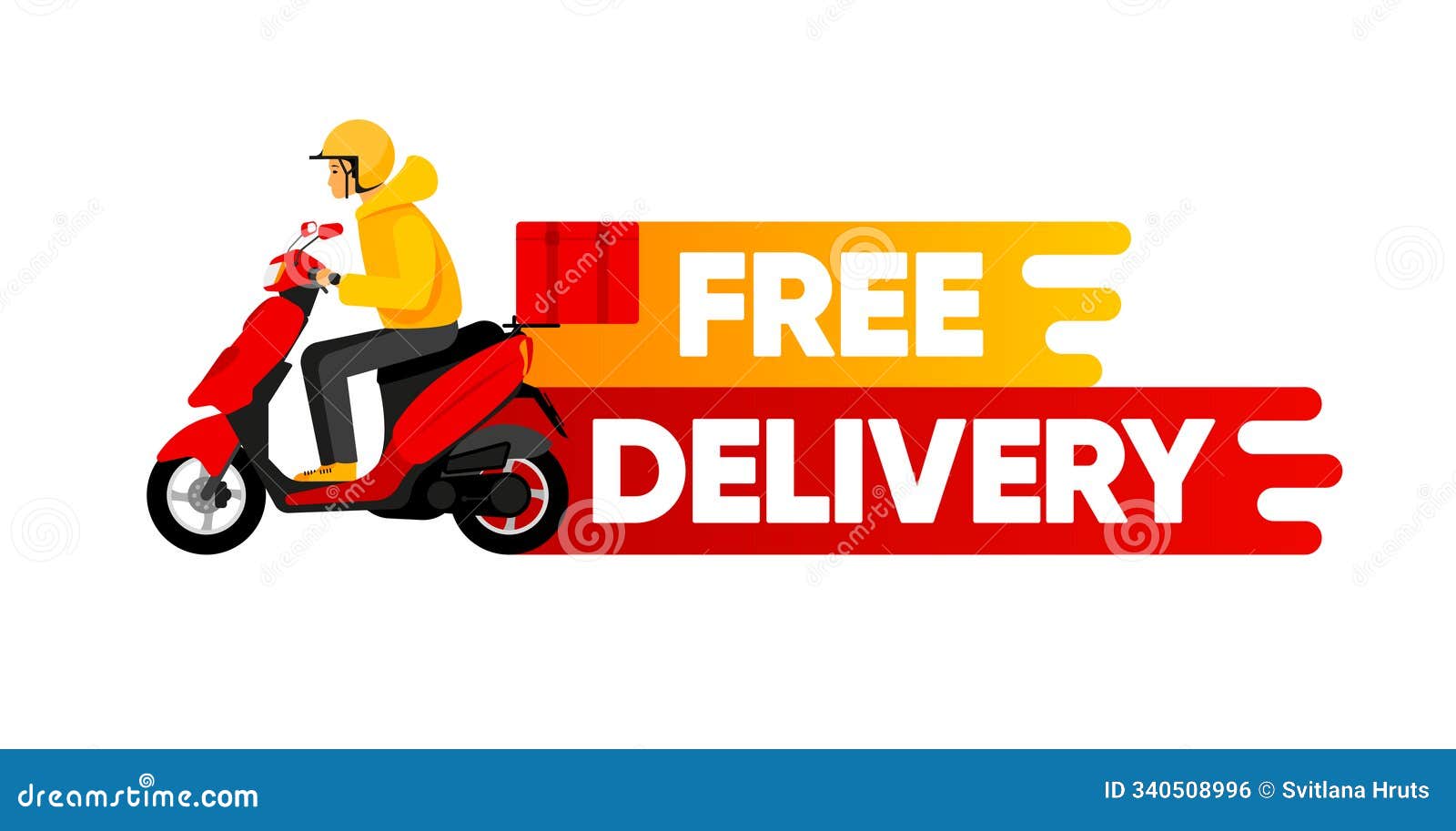 Free Delivery Service Concept. Courier and Fast Delivery Inscription ...