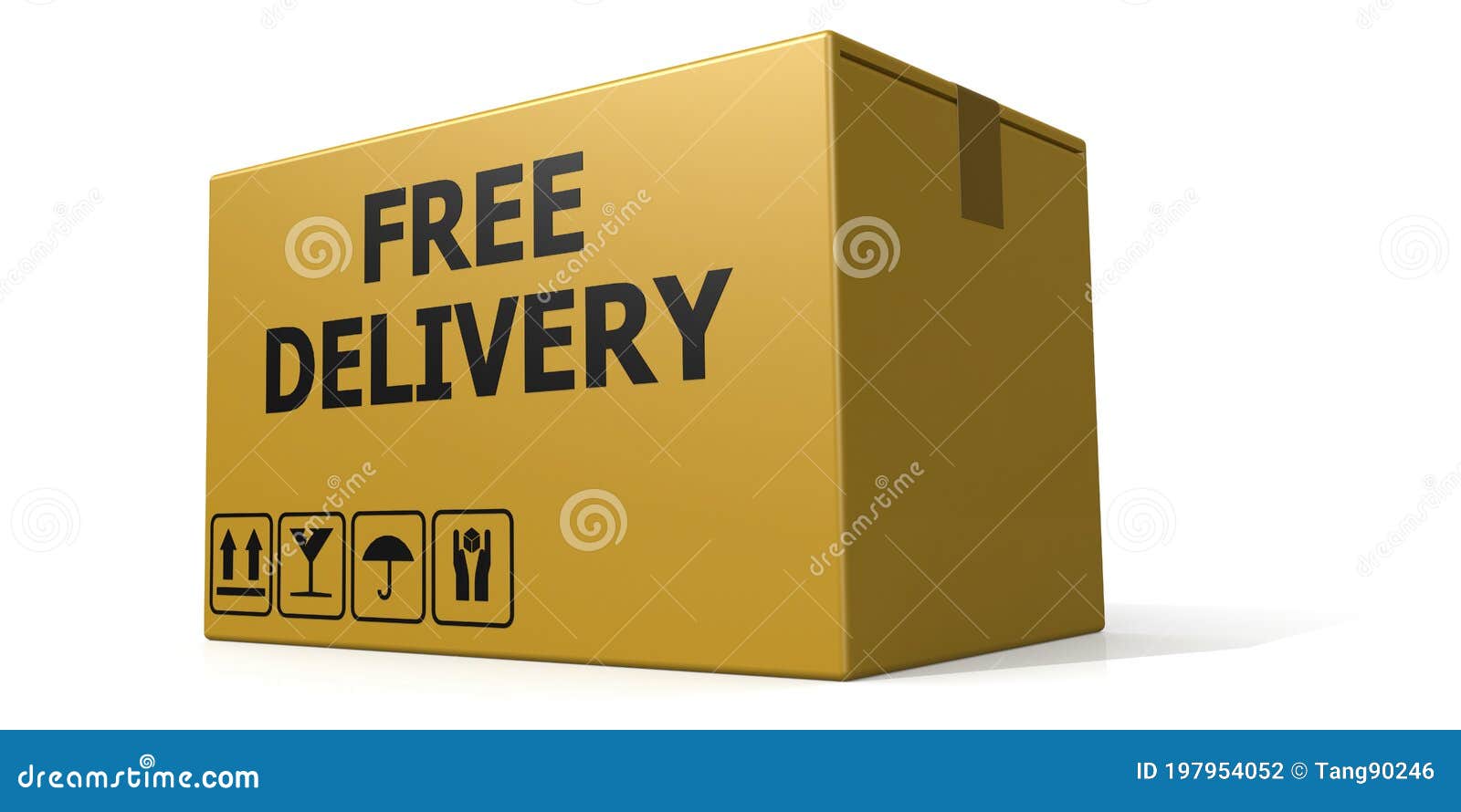Free Delivery Text on the Cardboard Box Isolated Stock Illustration ...