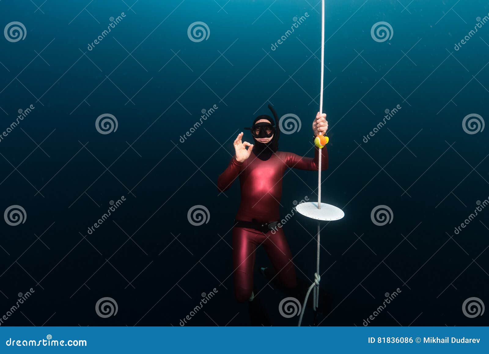 Free Divers Showing OK Sign Stock Photo - Image of immersion, woman ...