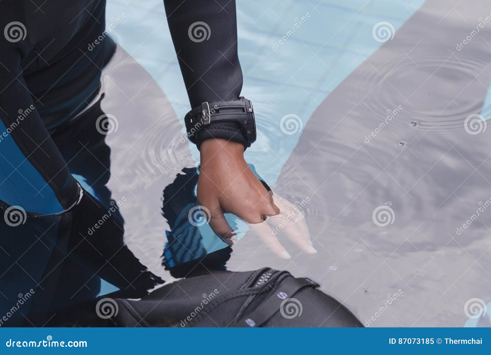 Free Diving Training on Swimming Pool Stock Image - Image of tropical ...