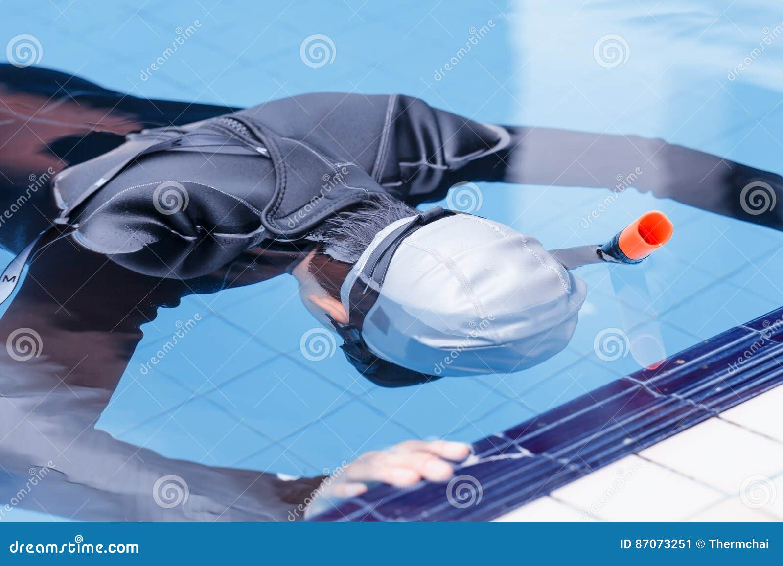 Free Diving Training on Swimming Pool Stock Image - Image of swimming ...