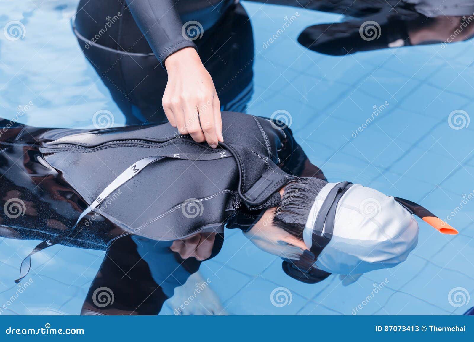 Free Diving Training on Swimming Pool Stock Image - Image of dive, blue ...