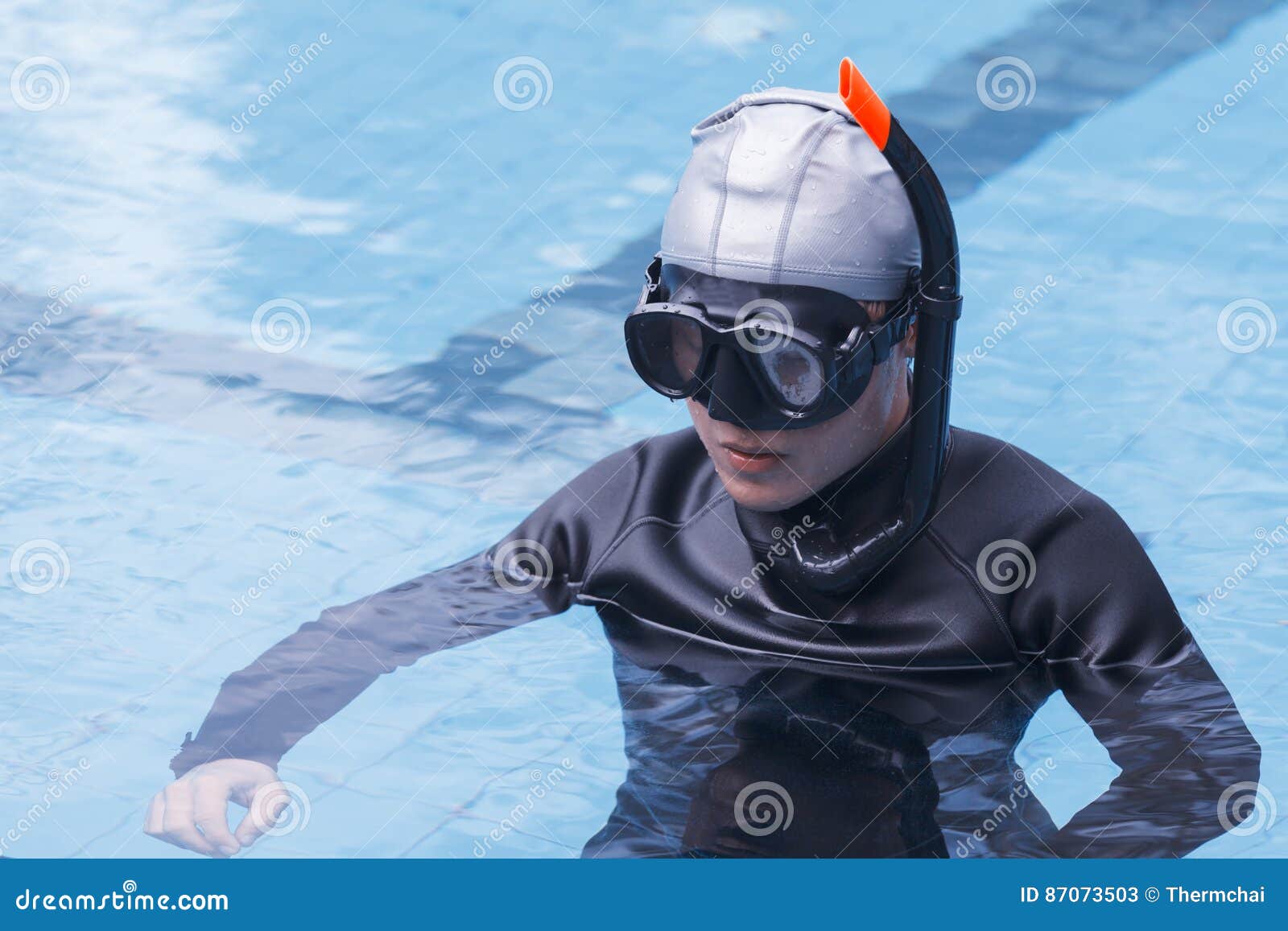 Free Diving Training on Swimming Pool Stock Image - Image of underwater ...