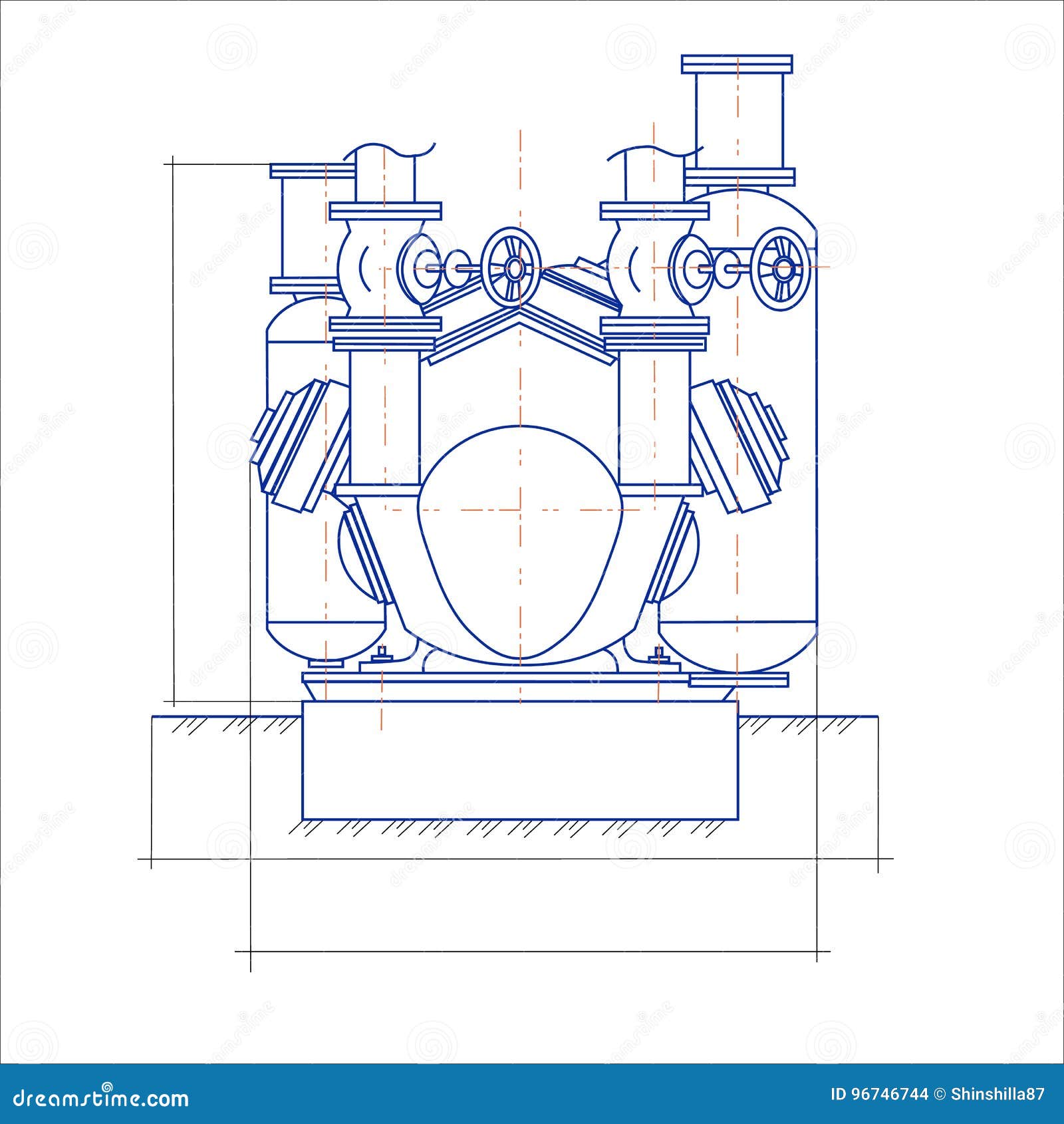 Free Drawing of the Compressor Unit Stock Vector - Illustration of ...