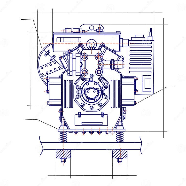 Free Drawing of the Refrigerator Unit. Chiller Unit. Stock Vector ...